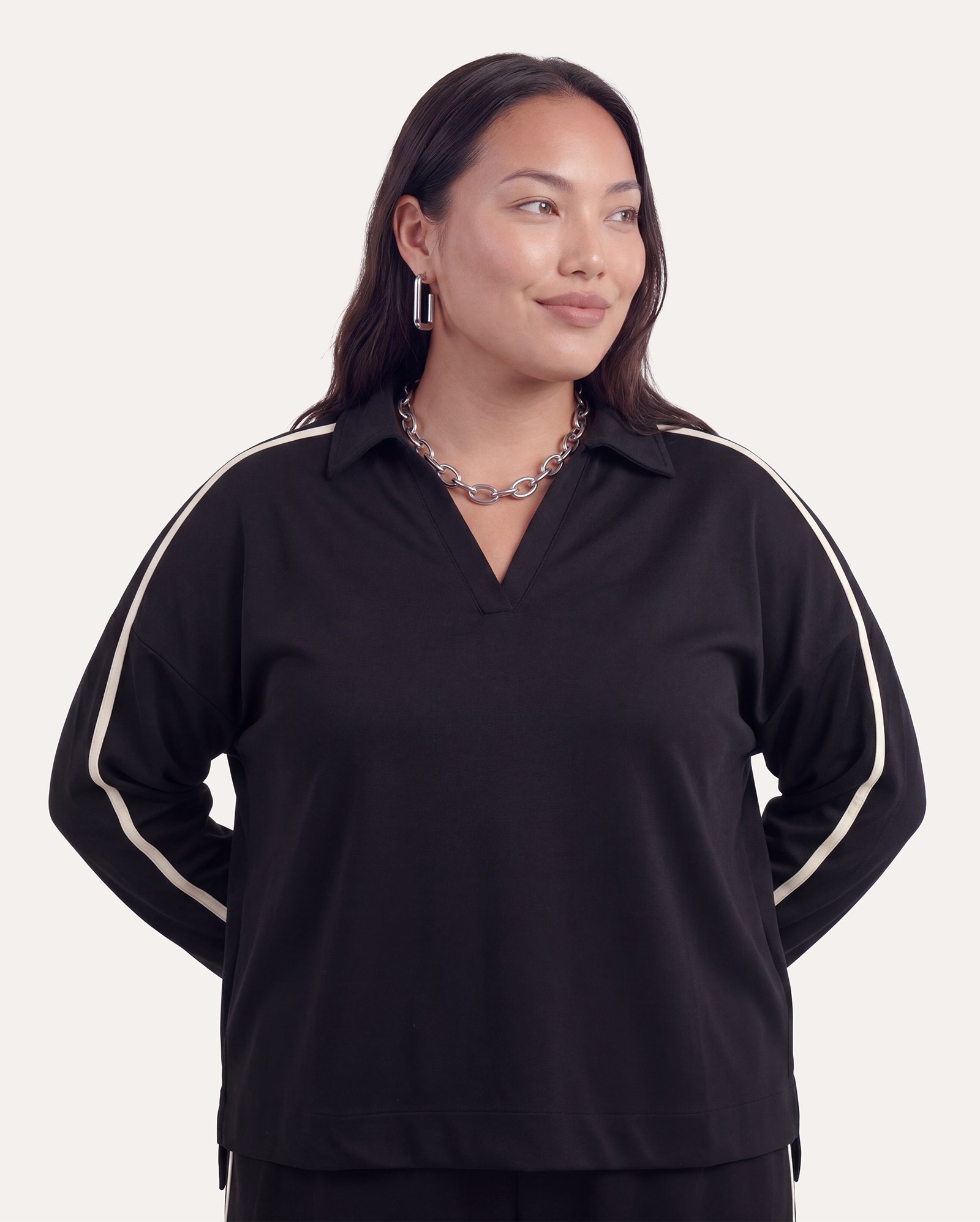 Riachuelo | Blusa plus size feminina gola polo - Preto