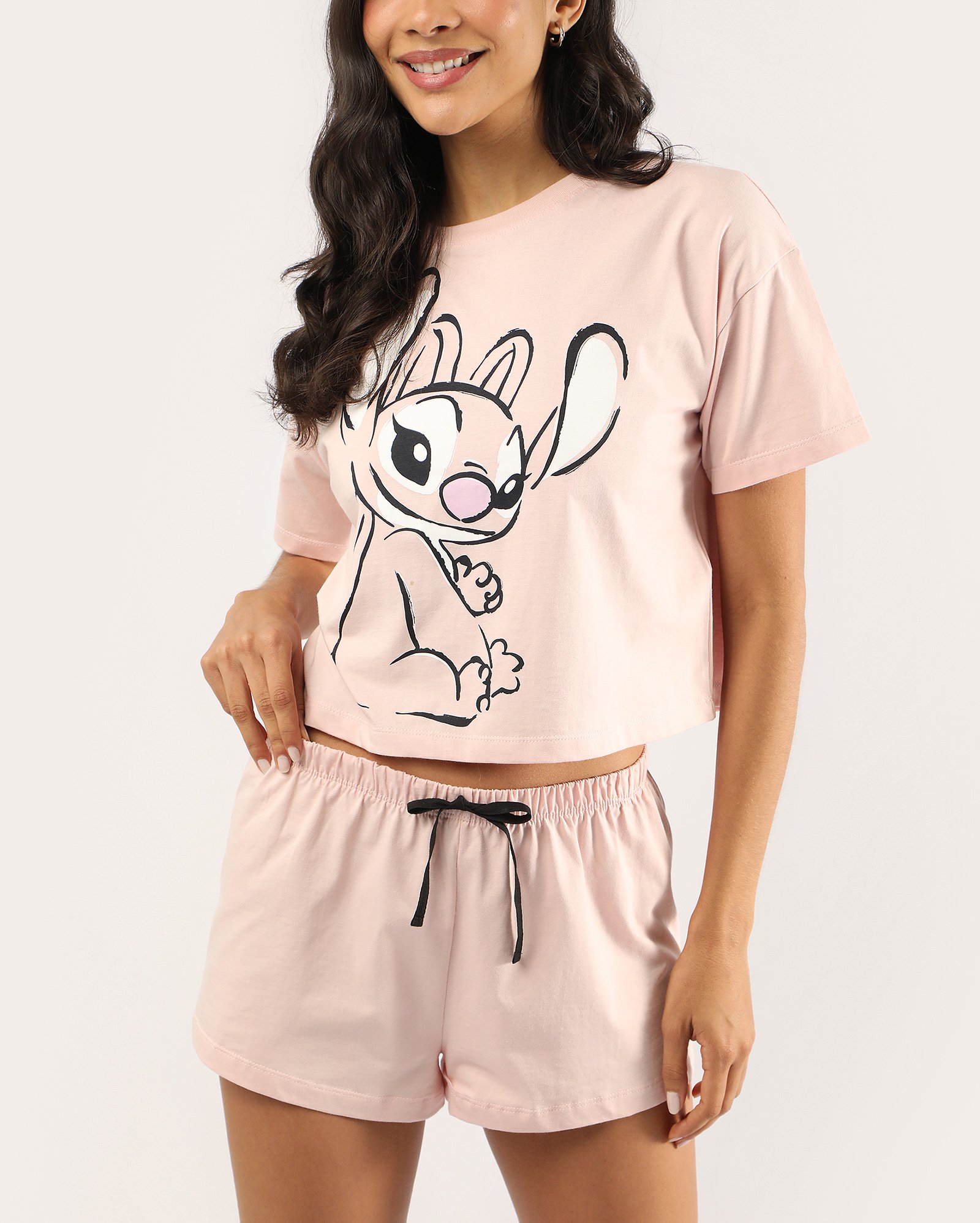 Riachuelo | Pijama curto feminino Angel Lilo & Stitch - rosa | Disney