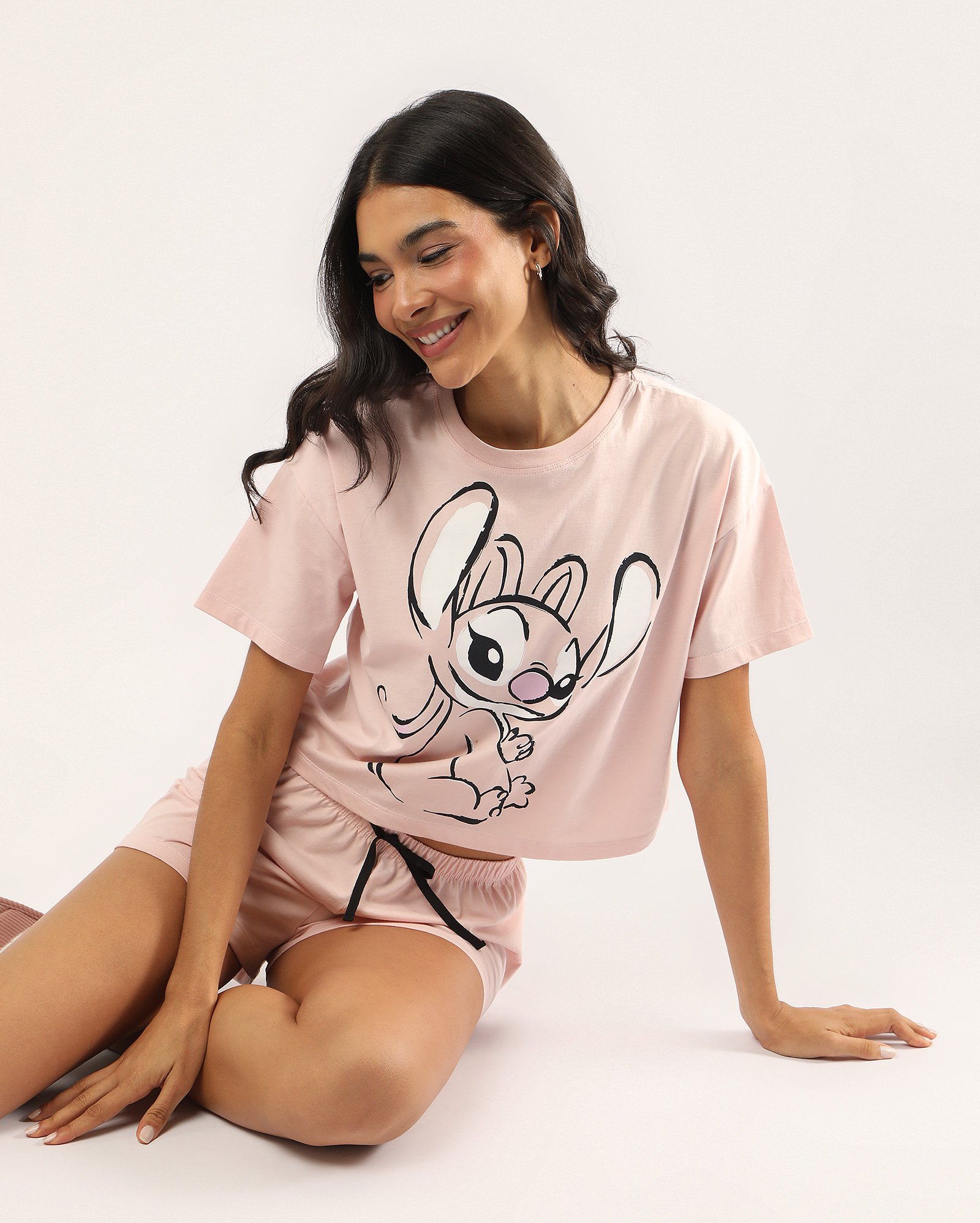 Riachuelo | Pijama curto feminino Angel Lilo & Stitch - rosa | Disney