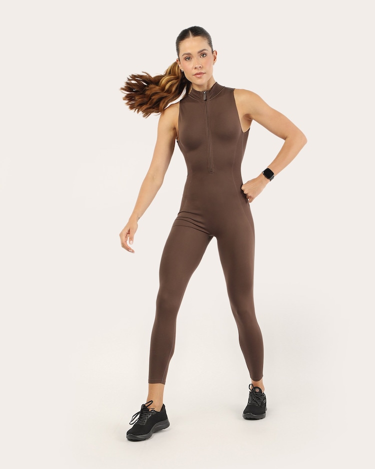 Riachuelo | Macacão esportivo feminino em poliamida - marrom | Body Work
