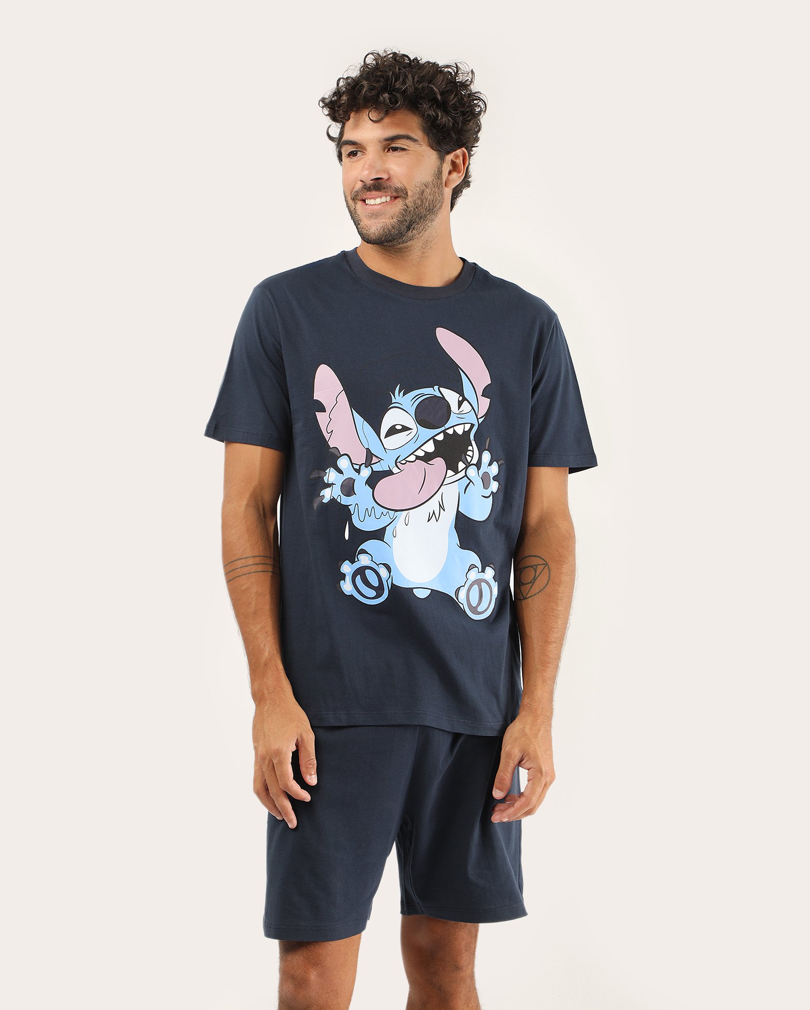 Riachuelo | Pijama curto masculino Stitch - azul | Disney