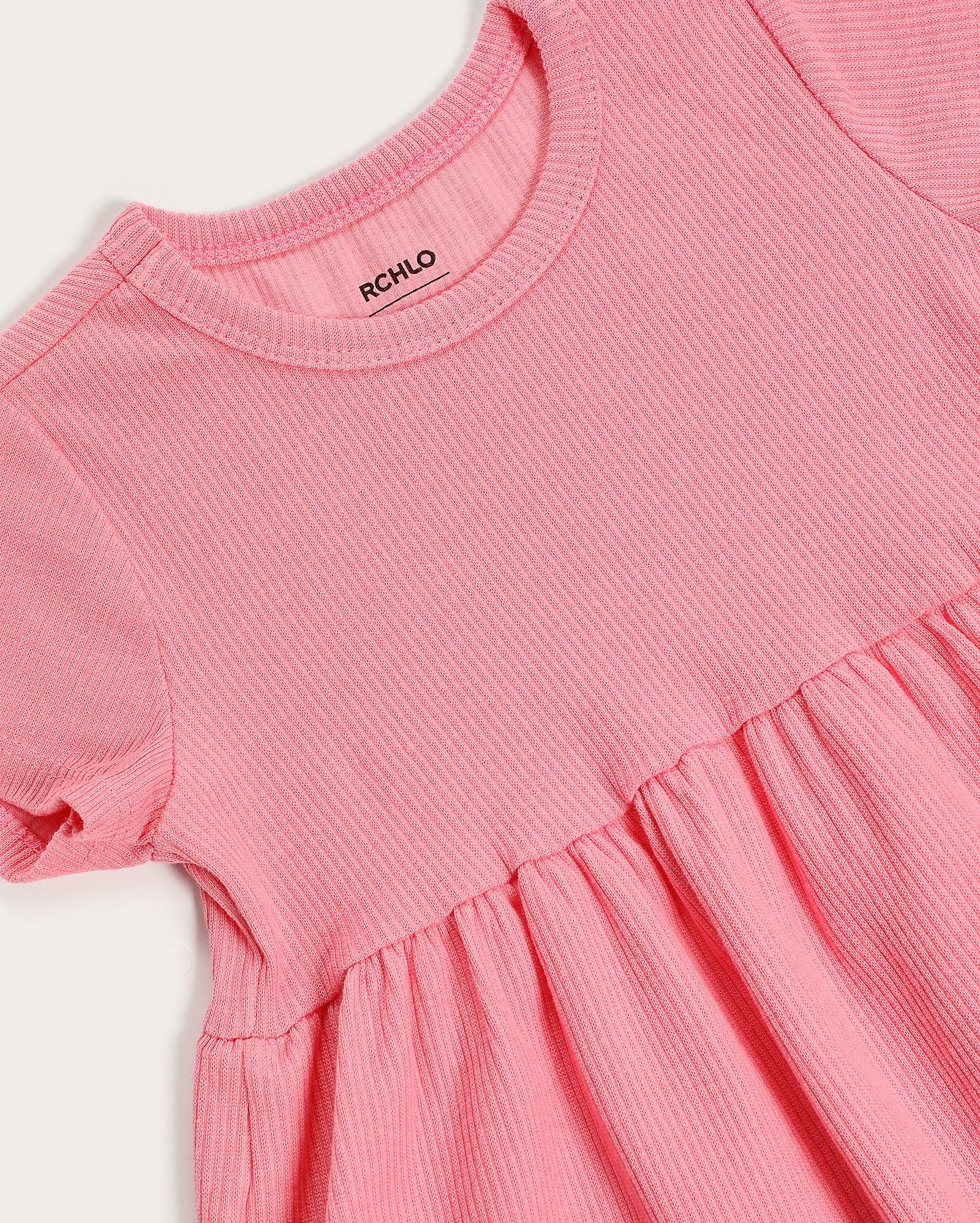 Riachuelo | Vestido infantil evasê canelado 1-6A - rosa