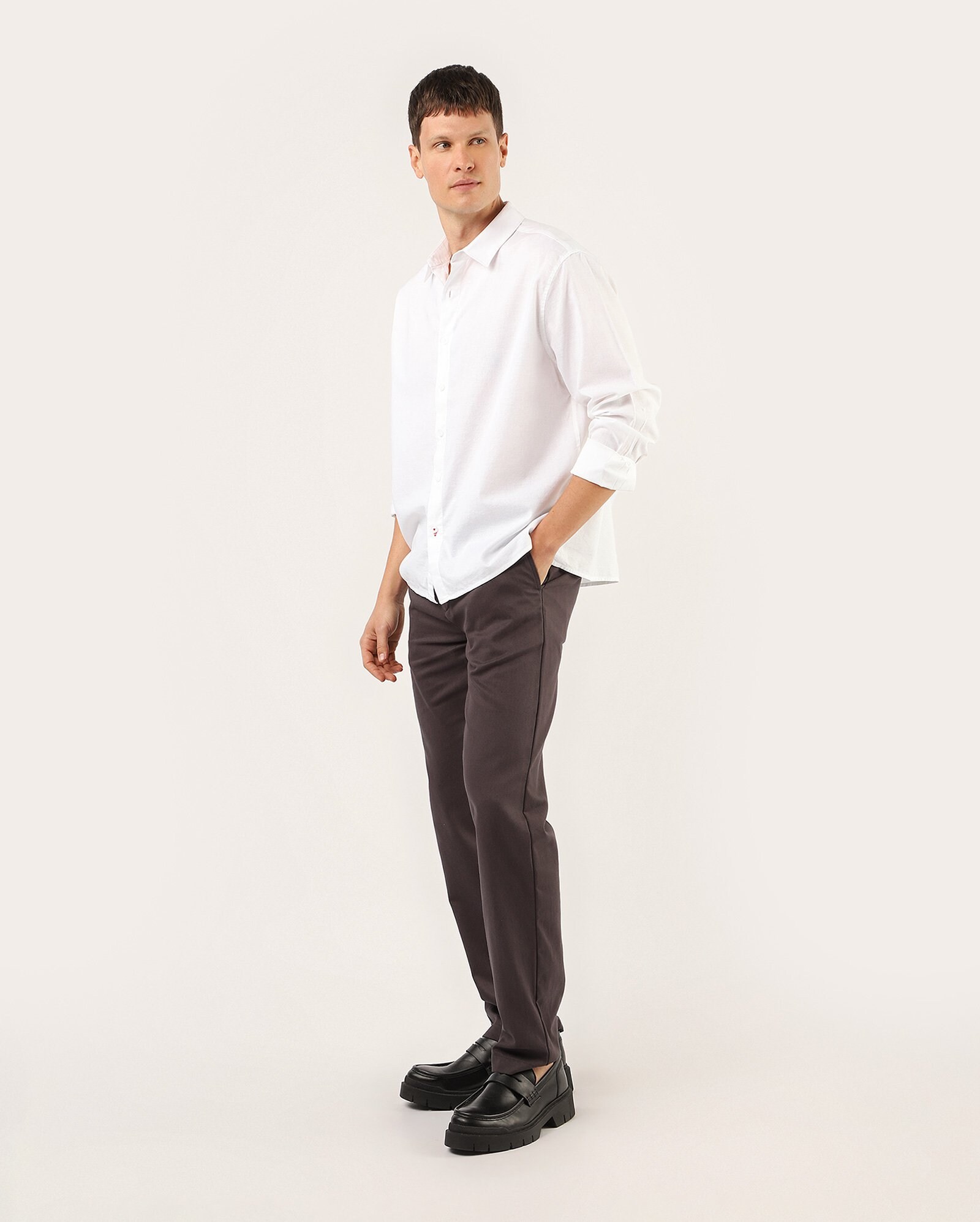 Riachuelo | Calça sarja masculina chino reta - cinza | Pool Jeans