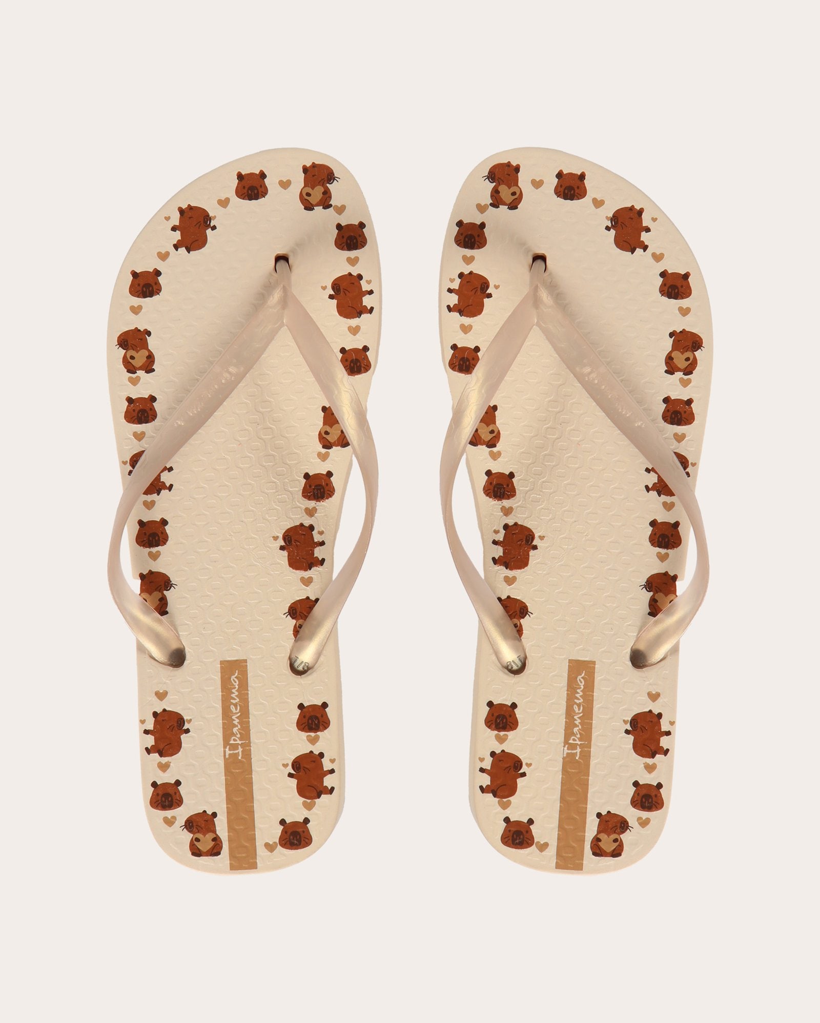 Riachuelo | Chinelo feminino slim estampa Capivara - bege | Ipanema