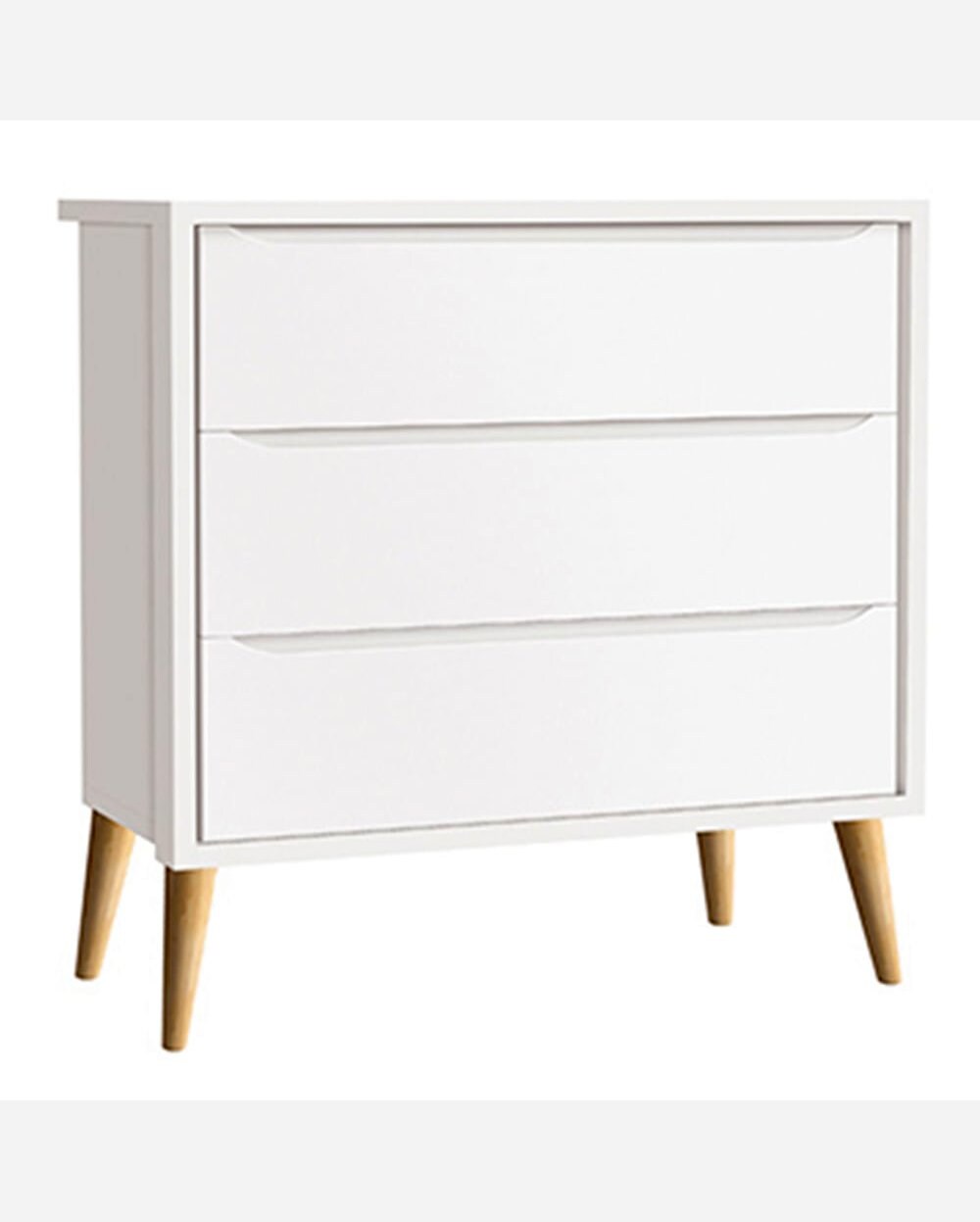 Riachuelo | Cômoda Retrô Theo 3 Gavetas e Pés em Madeira Natural - Branco