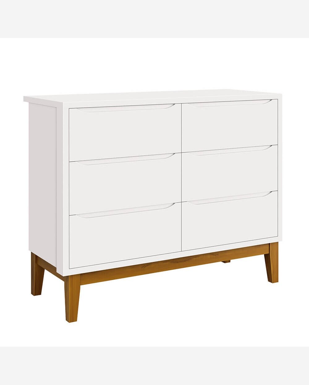 Riachuelo | Cômoda Retrô Square 6 Gavetas e Pés em Madeira – Branco Fosco