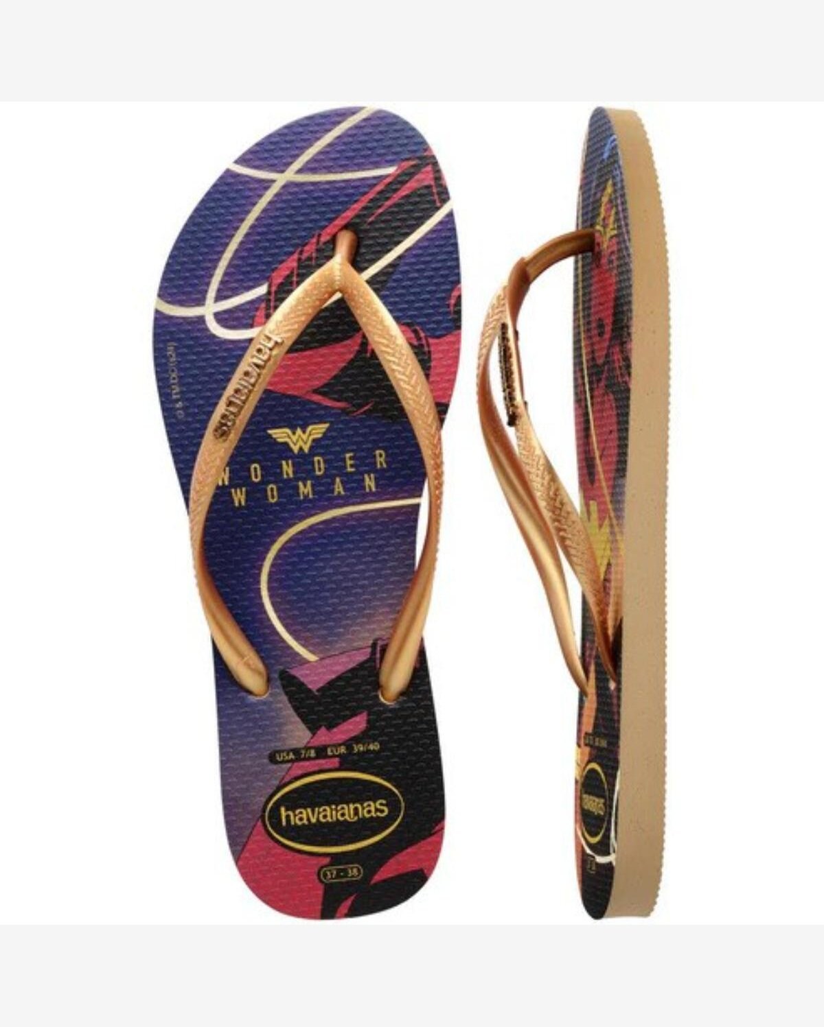 Riachuelo | Chinelo Havaianas Slim Wonder Feminino - Marinho e Dourado