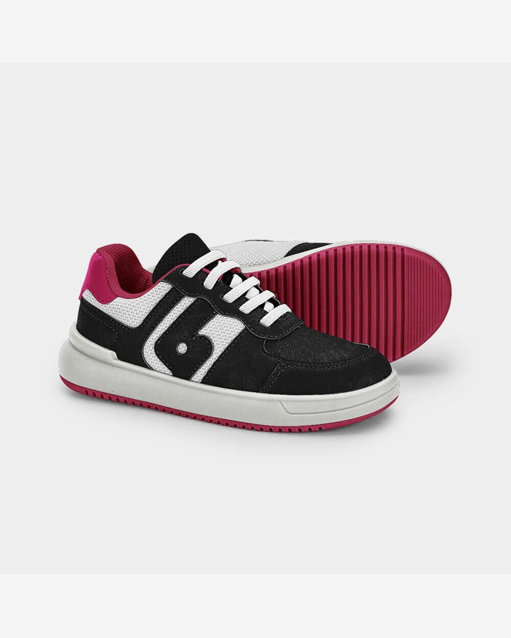 Riachuelo | Tênis Infantil Bibi B College Branco e Preto com Rosa