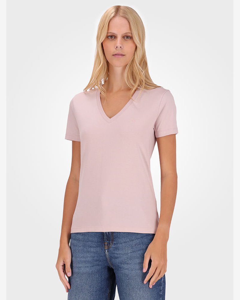 Riachuelo | Camiseta Feminina Gola v - Rosa Claro