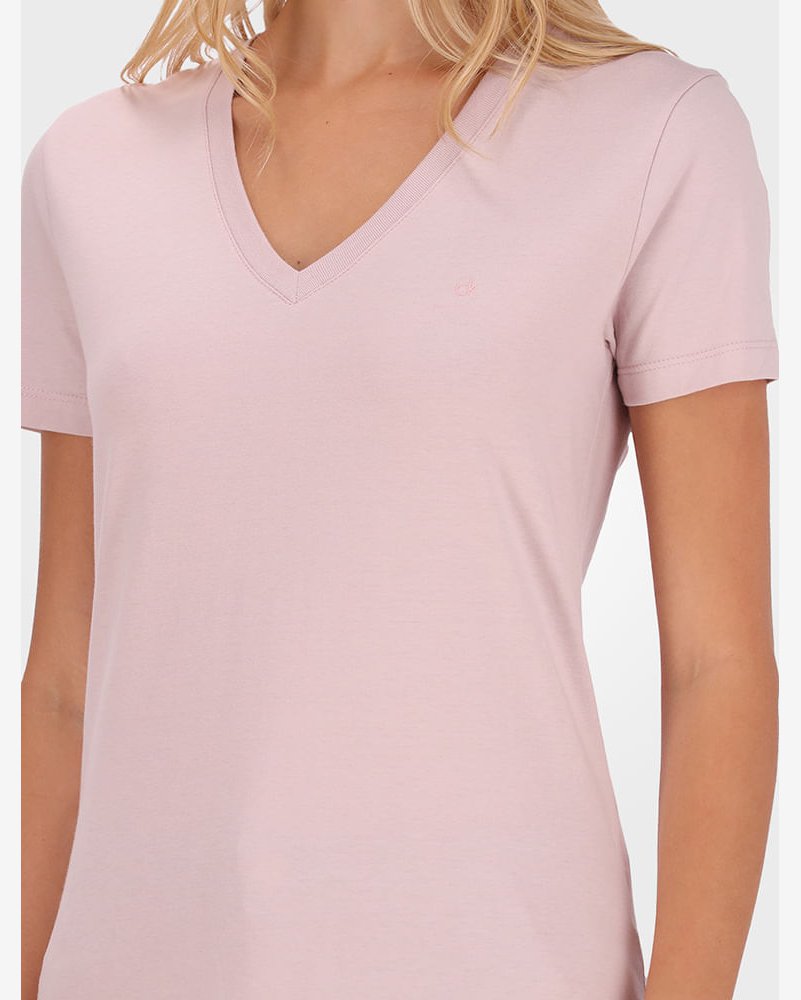 Riachuelo | Camiseta Feminina Gola v - Rosa Claro