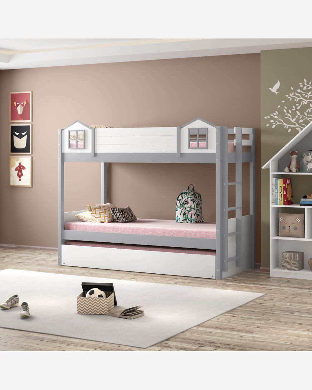 Riachuelo | Treliche Infantil Garden c/ Painel Superior Branco/Cinza ...