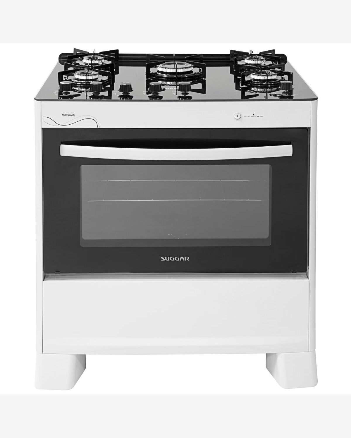 Riachuelo | Fogão de Piso Suggar Neo Glass 5Q Vidro Branco Bivolt FGVNG510BR