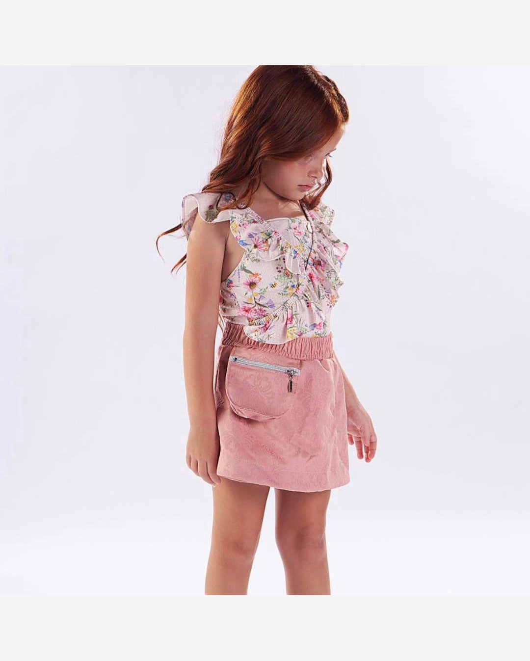 Riachuelo | Short Saia Infantil Em Jacquard Rosa Envelhecido Tam 1 a 4 ...