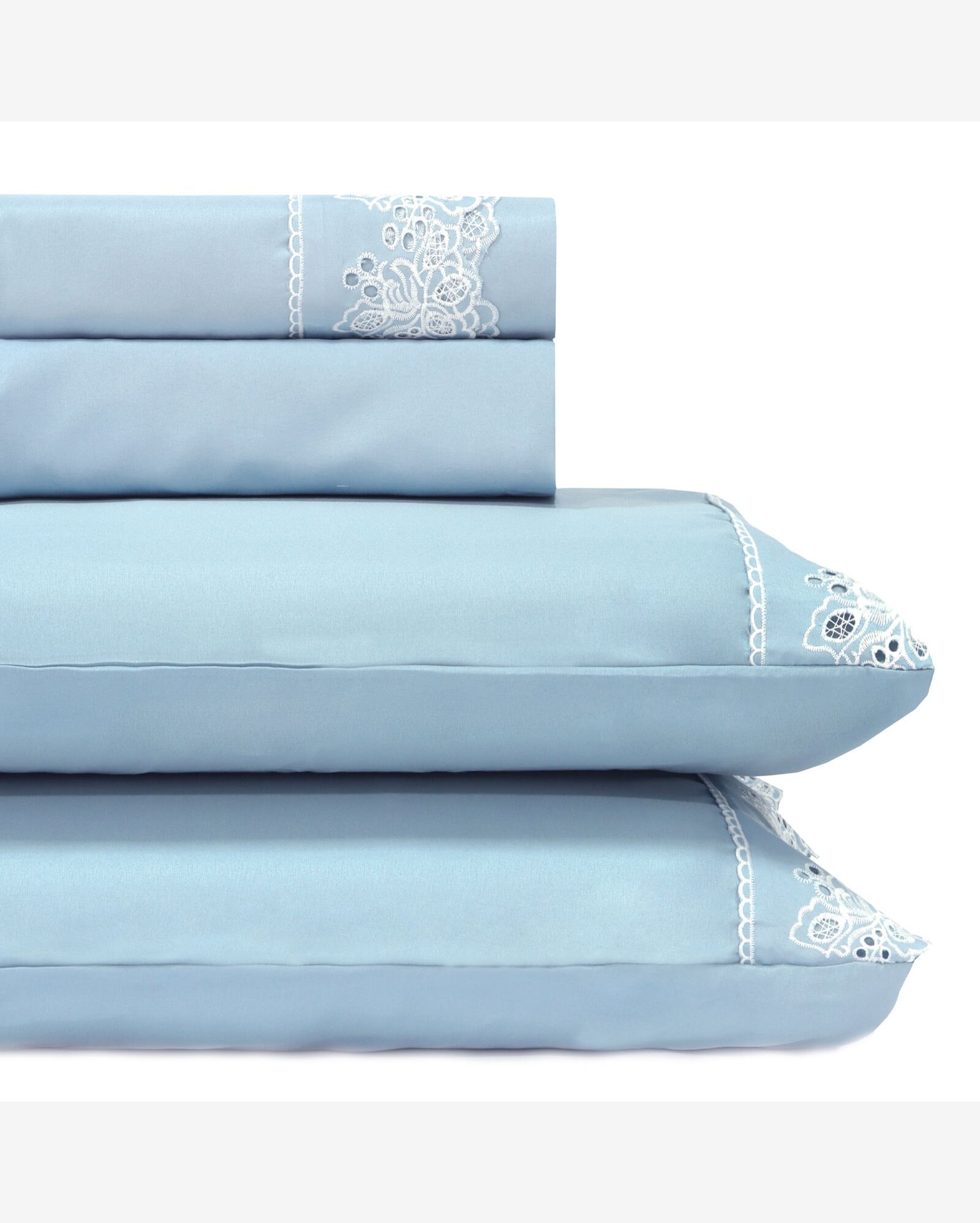 Riachuelo | JOGO DE CAMA BORDADO INGLÊS QUEEN - VALSA AZUL MÉDIO