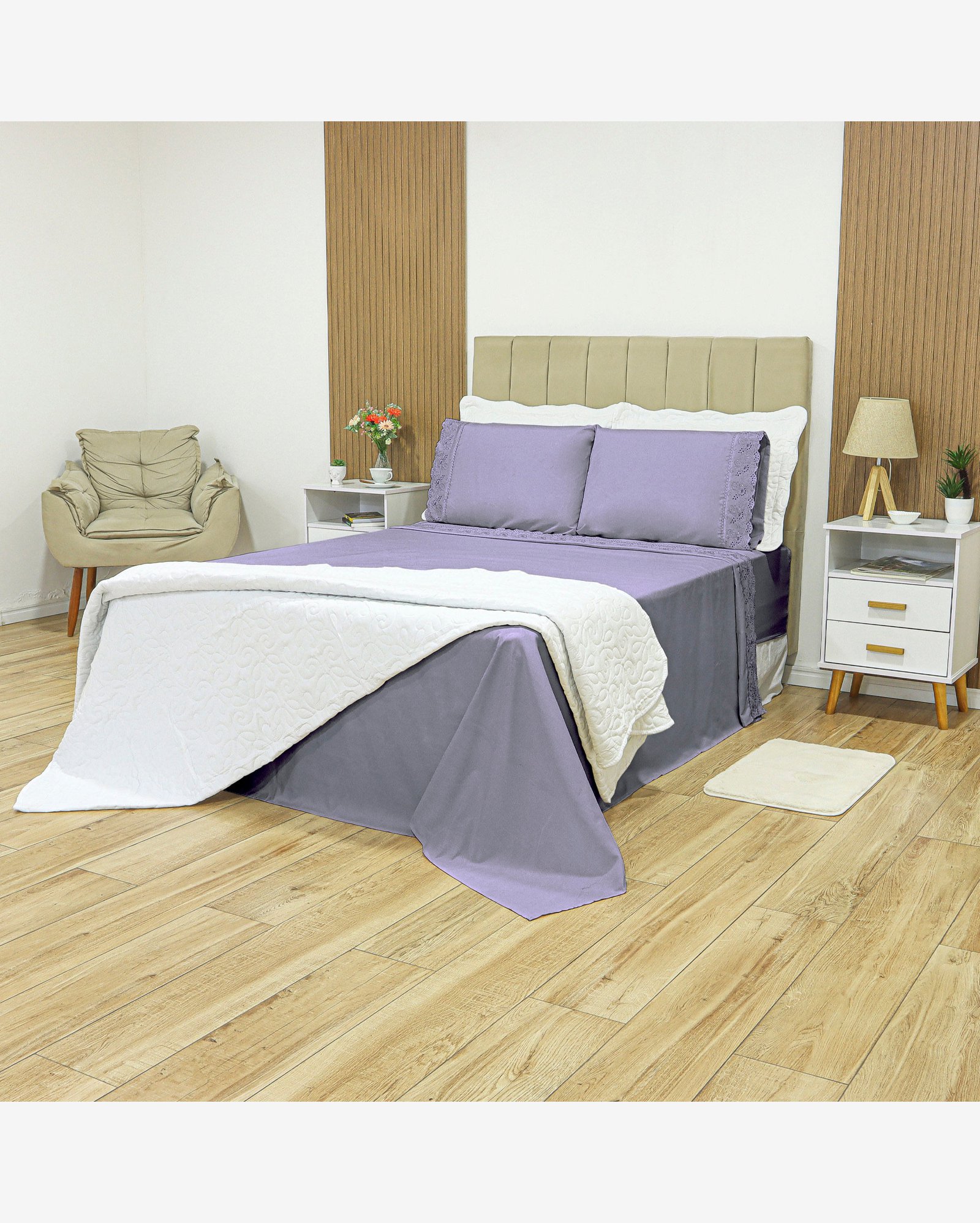 Riachuelo | JOGO DE CAMA SOLTEIRO BORDADO INGLÊS - KIARA LILAS