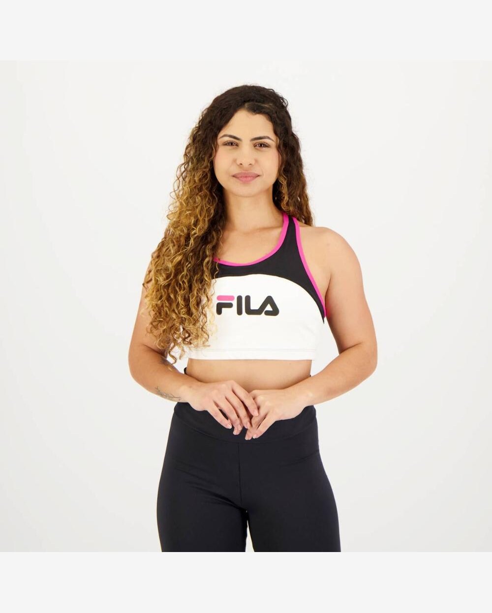 Riachuelo | Top Fila Letter Fit Preto e Branco
