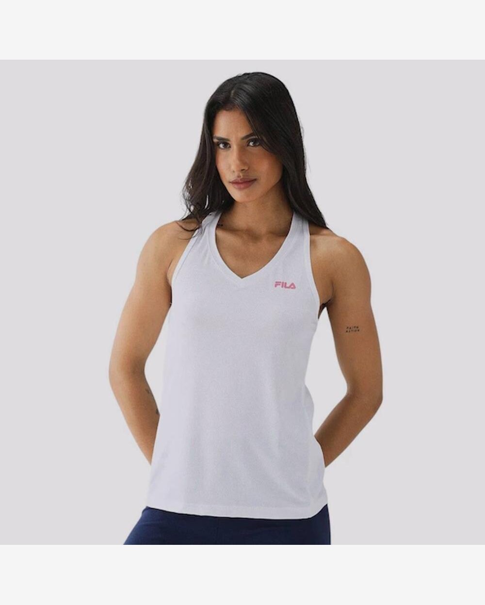 Riachuelo | Regata Fila Basic Long Freedom Feminina Branca