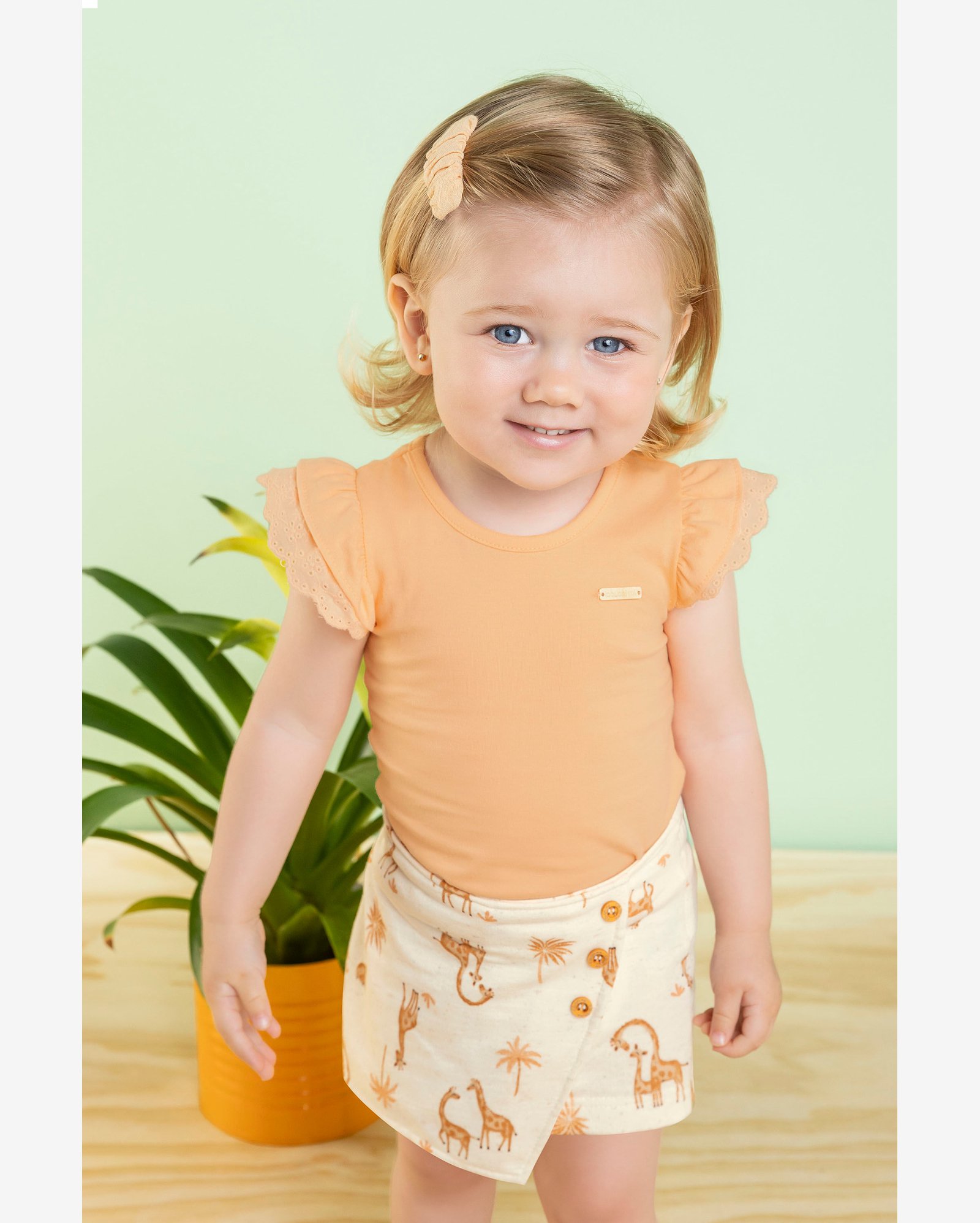 Riachuelo | Conjunto Bebê Menina com Short Saia Colorittá Laranja