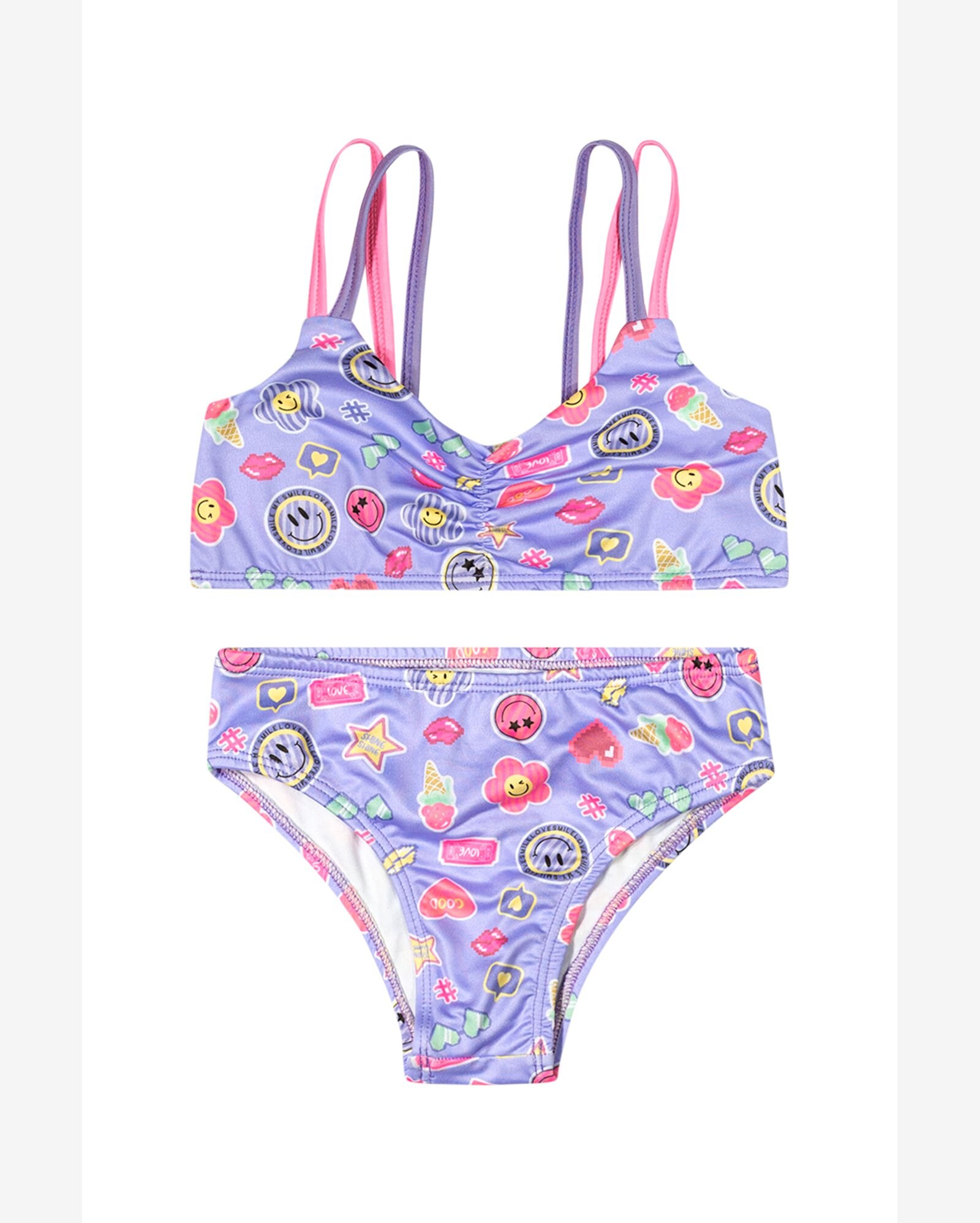 Riachuelo | Biquíni Infantil Menina Estampado Floral Elian Lilás