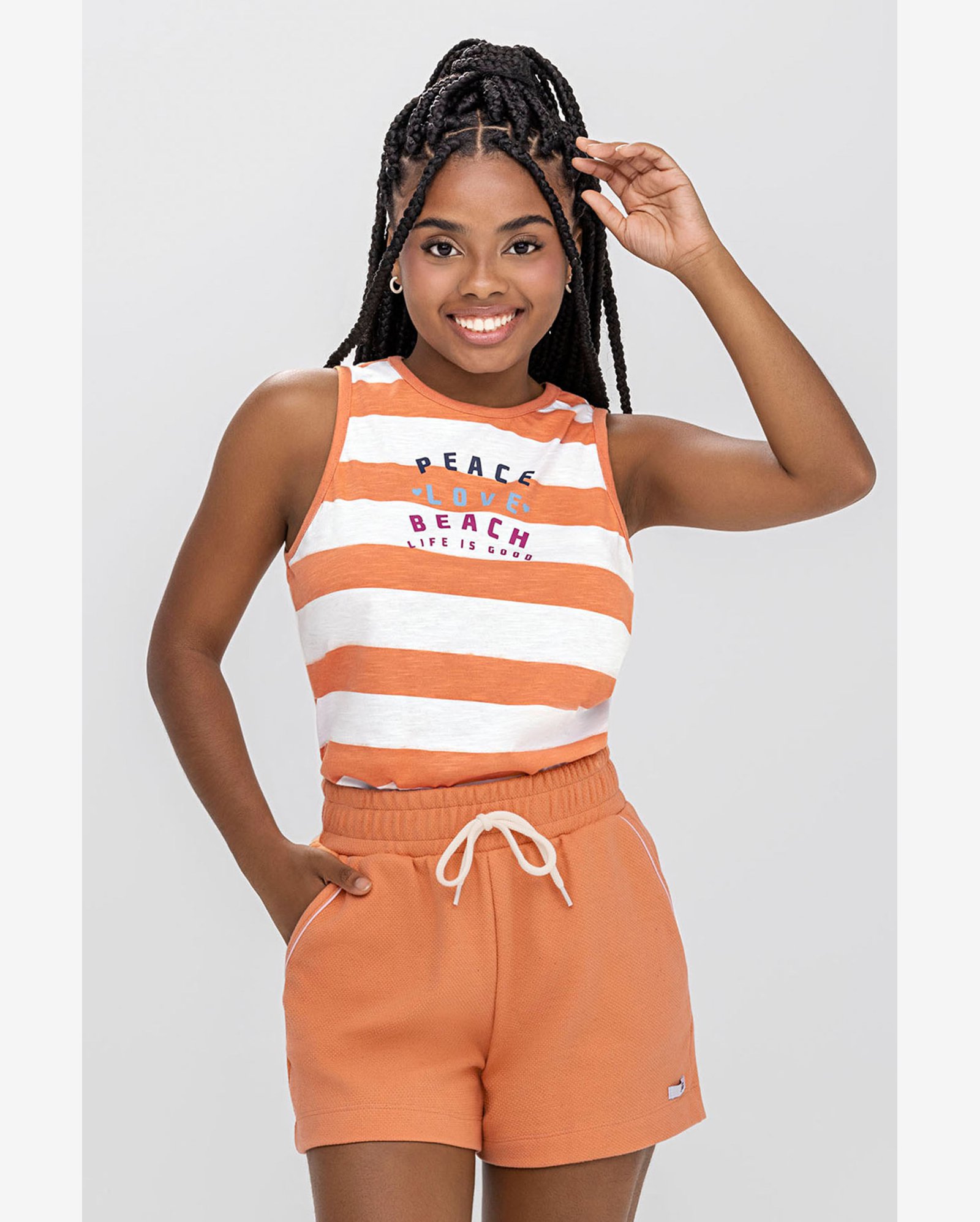 Riachuelo | Short Juvenil Menina Dupla Face Linho Beats Laranja