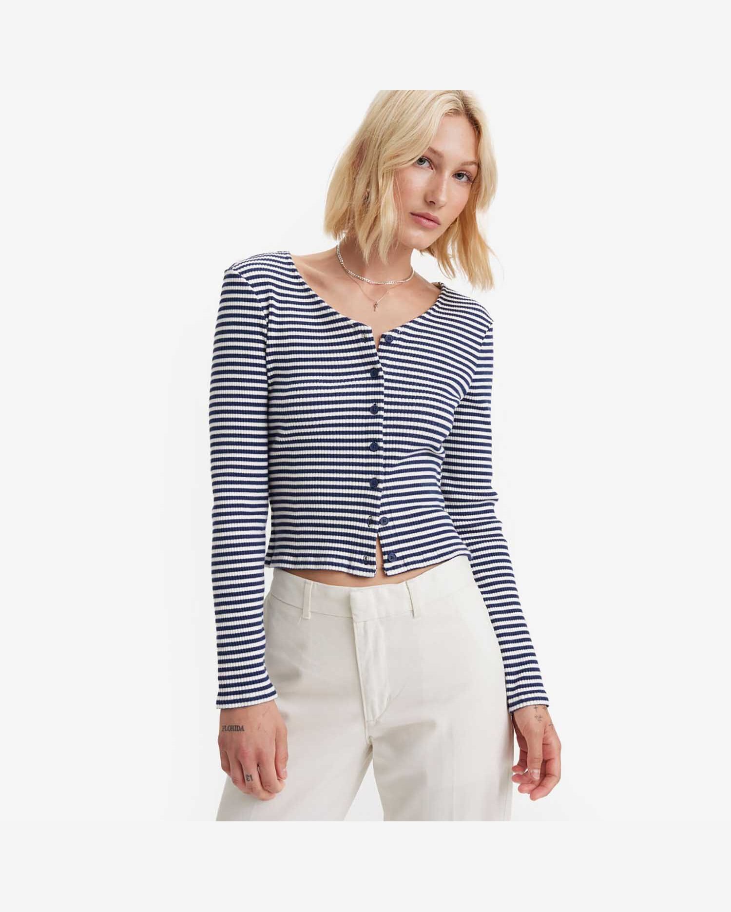 Riachuelo | Camiseta Levi's Monica Long Sleeve Listrada Manga Longa