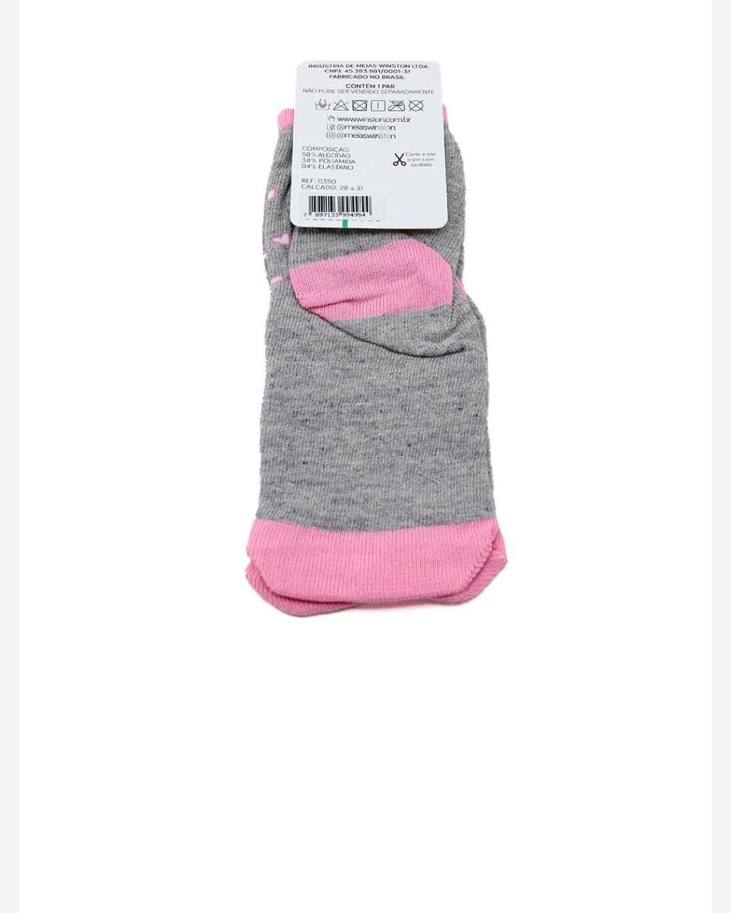 Riachuelo | Meia Infantil Winston Sweet Summer 0300036-003 Cinza/Rosa