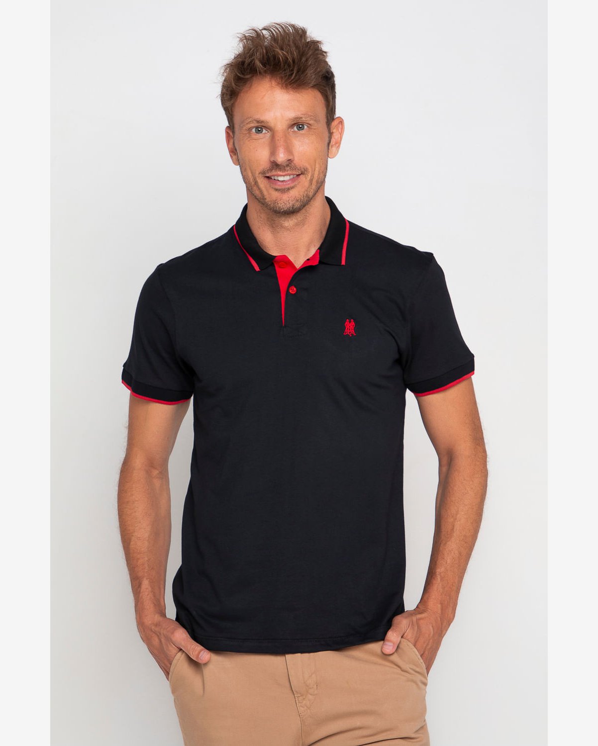 Riachuelo | Kit 2 Polos Masculinas Meia Malha Preta e Verde Polo Wear ...