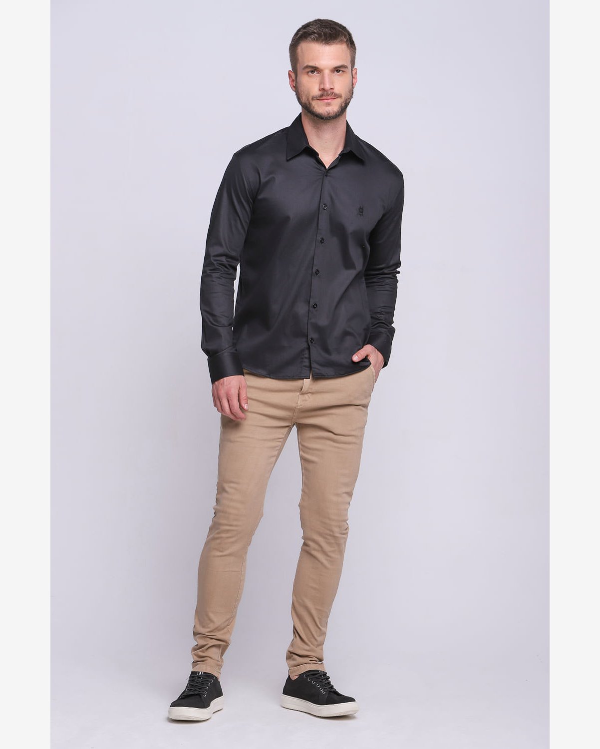 Riachuelo | Camisa Masculina Malha Aflex Básica Lisa Polo Wear Preto