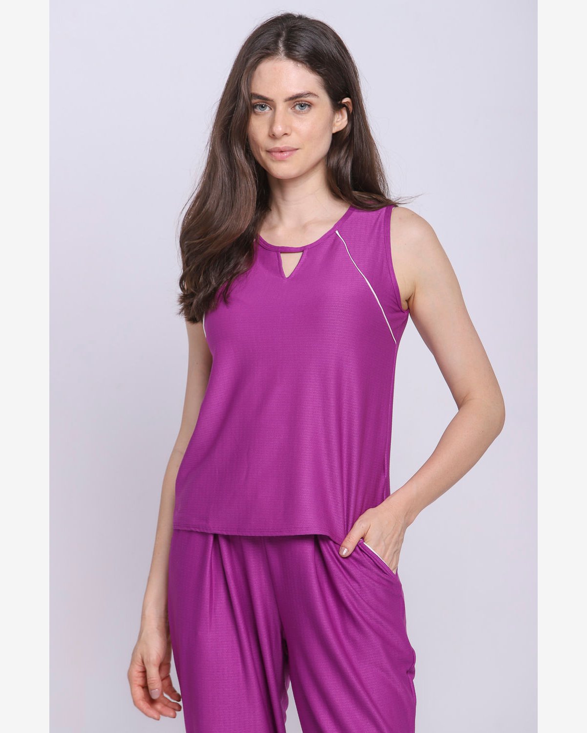 Riachuelo | Blusa Feminina Malha Collection Decote Aberto Polo Wear Roxo Medio