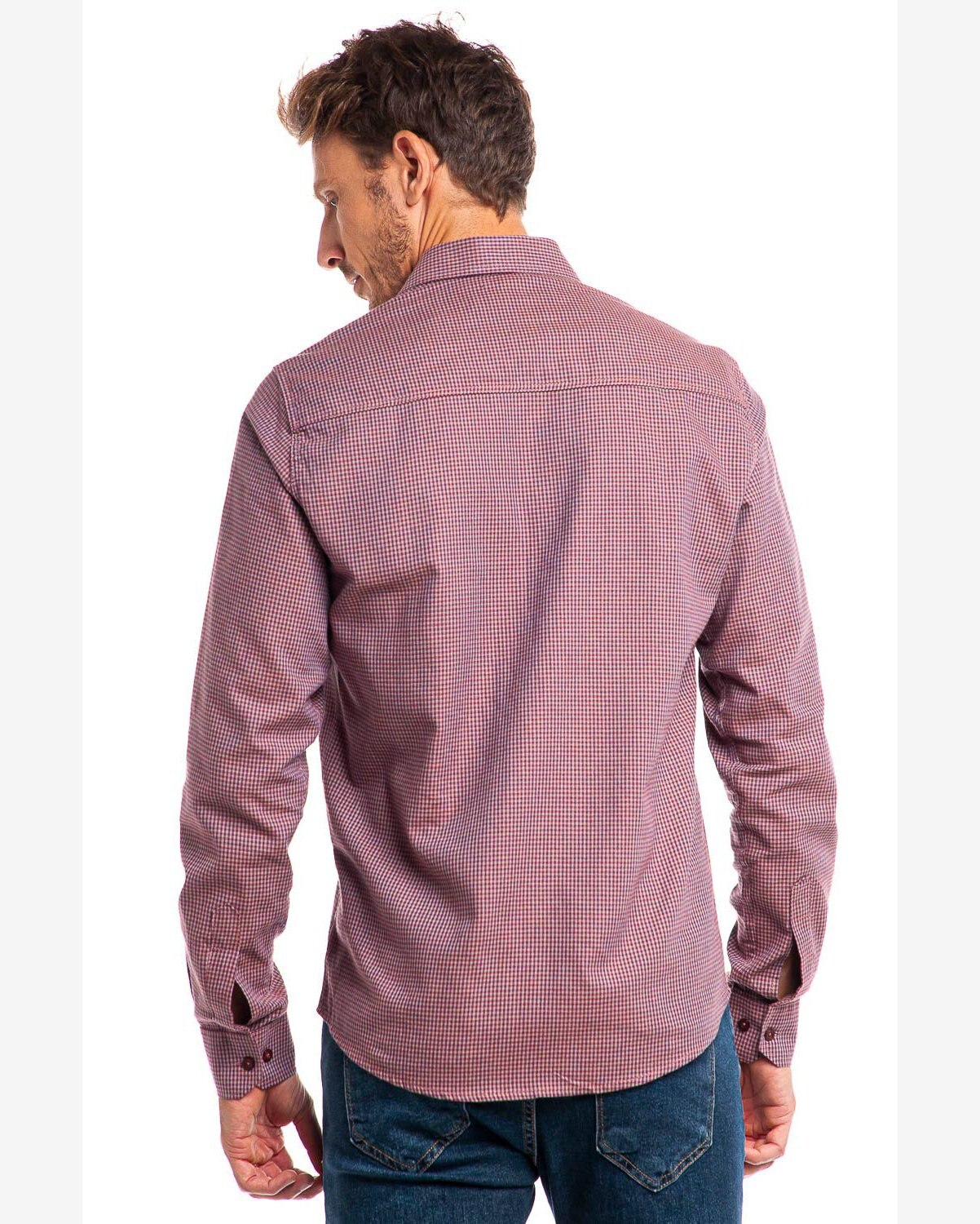 Riachuelo | Camisa Masculina Quadriculada Com Bordado Polo Wear Vinho