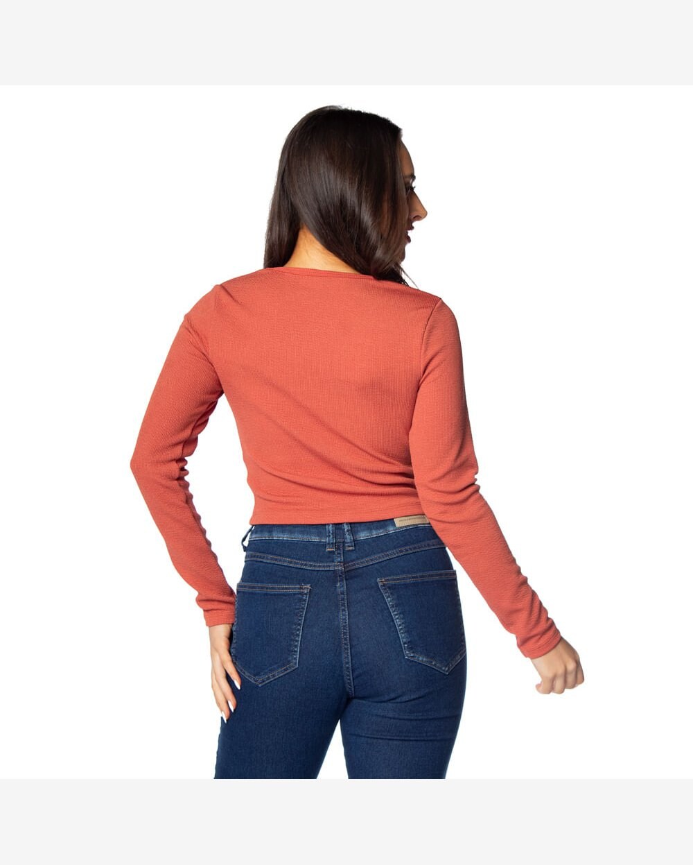Riachuelo | Blusa Cropped Feminina Feliny com Recorte Telha