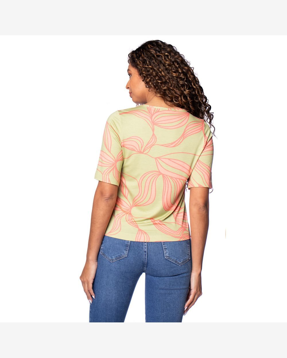 Riachuelo | Camisa Feminina Rovitex Decote V com Botões Verde Claro/Coral