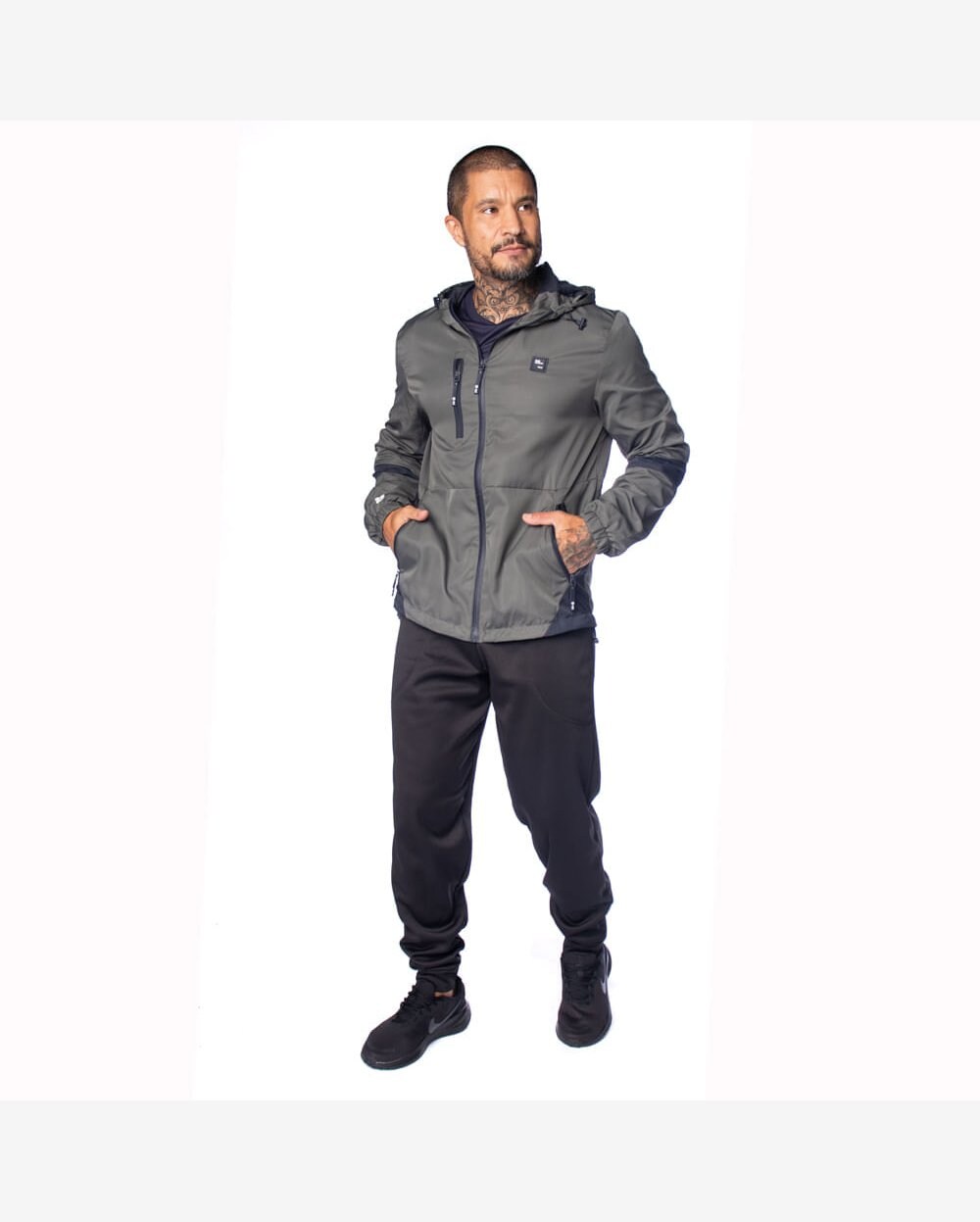 Riachuelo | Jaqueta Masculina Gangster Corta Vento Capuz Verde Escuro
