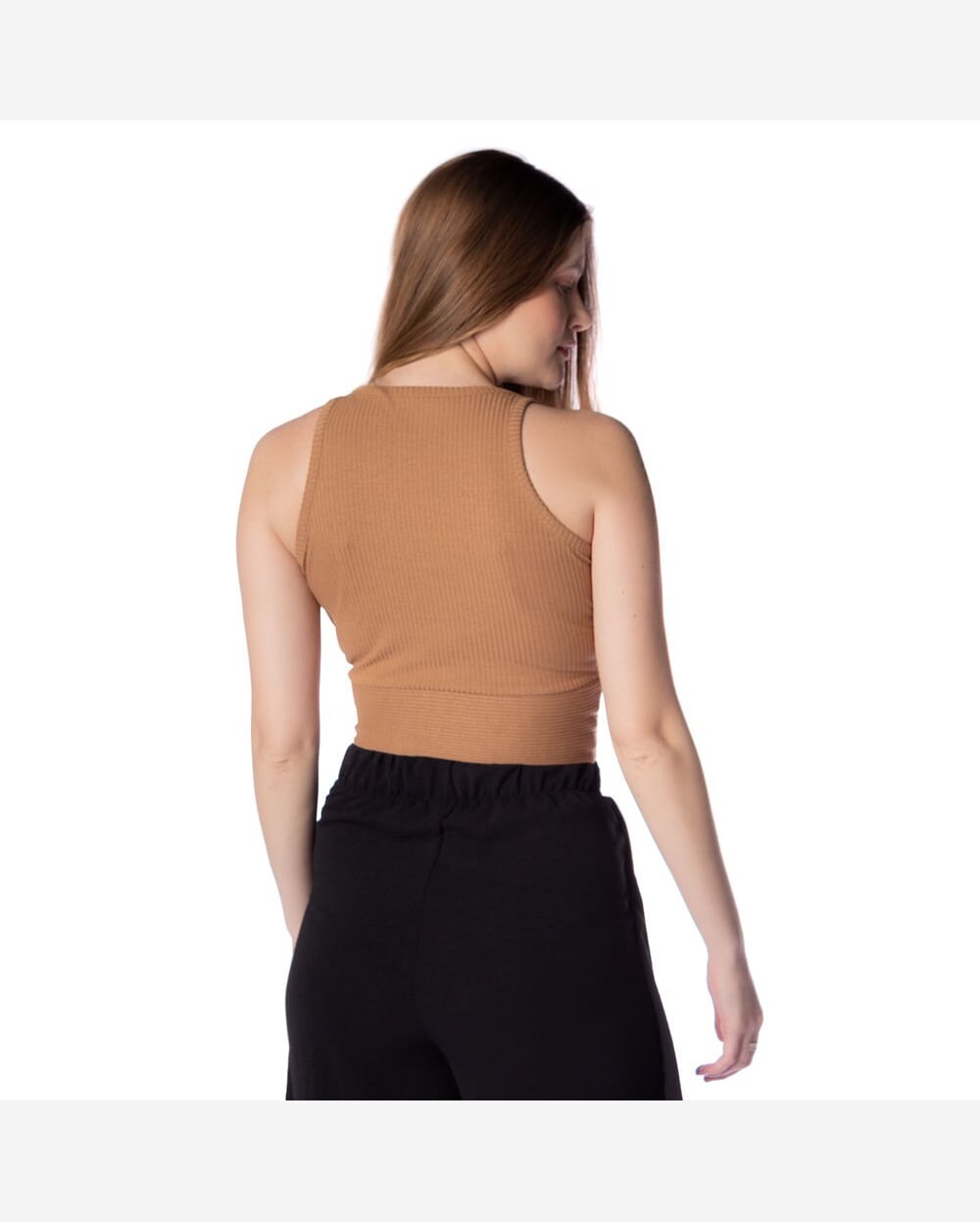 Riachuelo | Regata Feminina Cropped Infinitto Lady Canelada Caramelo