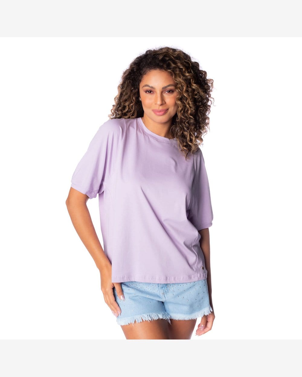 Riachuelo | Camiseta Feminina Biamar com Gola Redonda Roxo