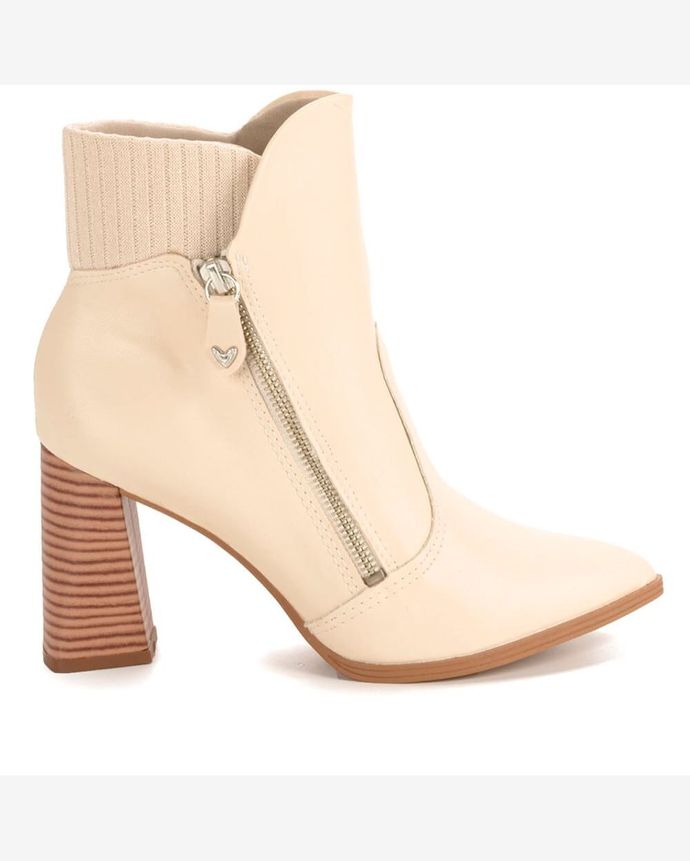 Riachuelo | Bota Feminina Mississipi Cano Curto Zíper Bege Claro