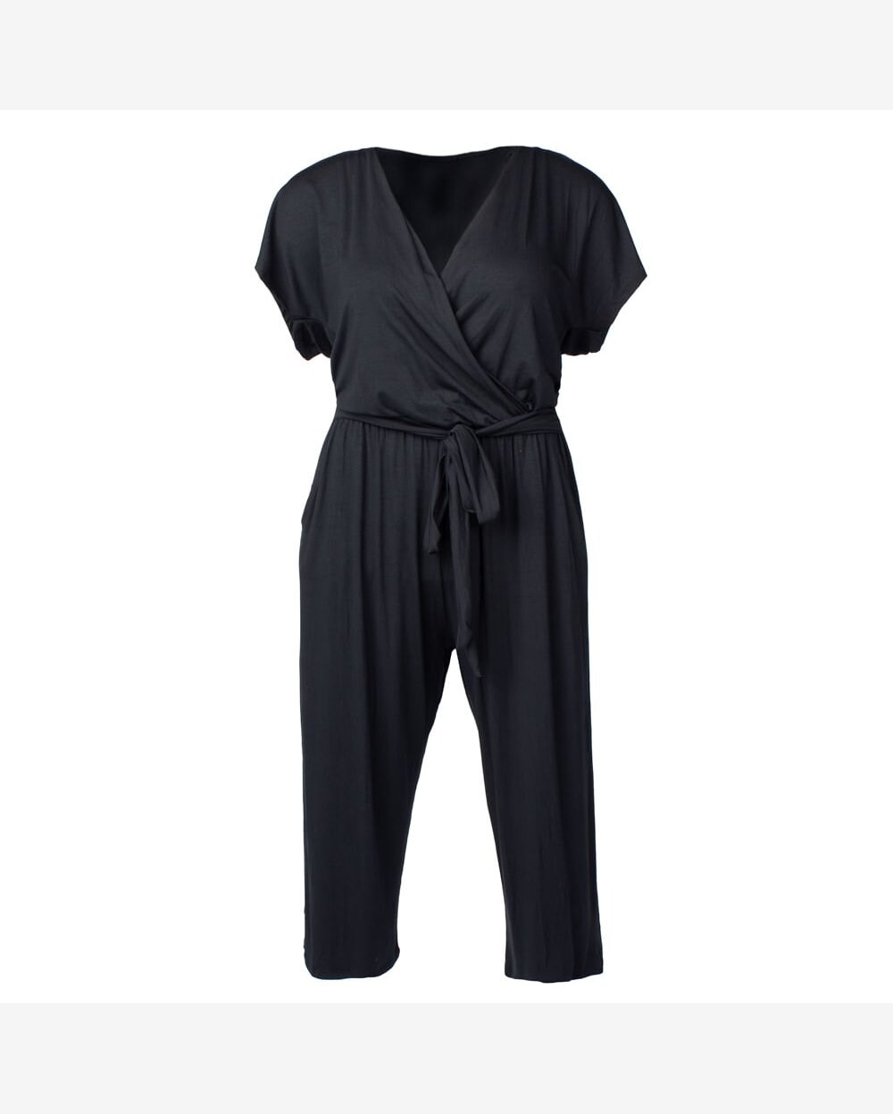 Riachuelo | Macacão Feminino Infinitto Lady Plus Size com Transpasse Preto