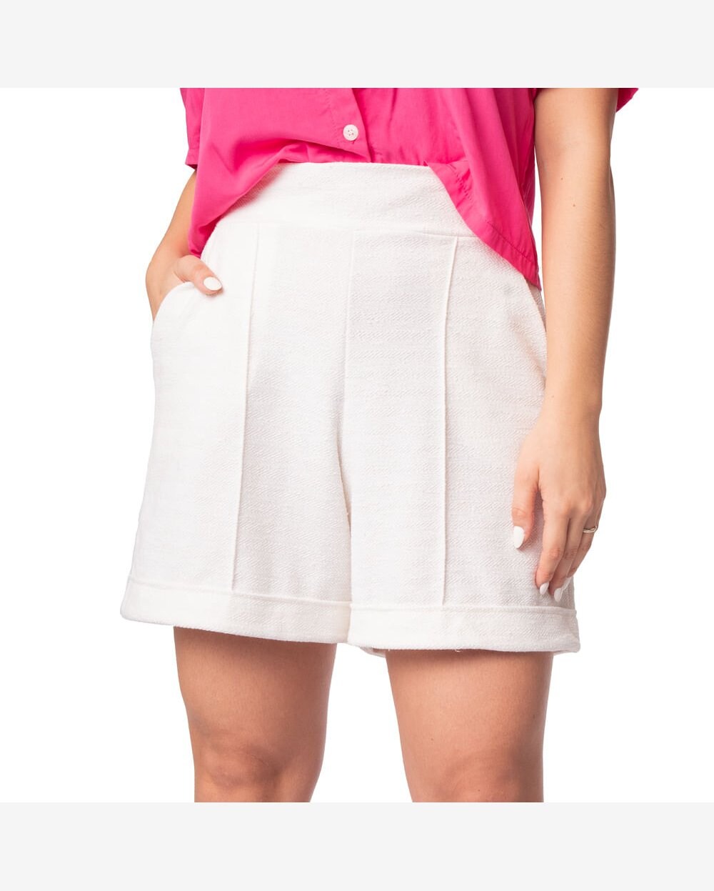 Riachuelo | Short Feminino Giraffe Moletinho Eco Off White