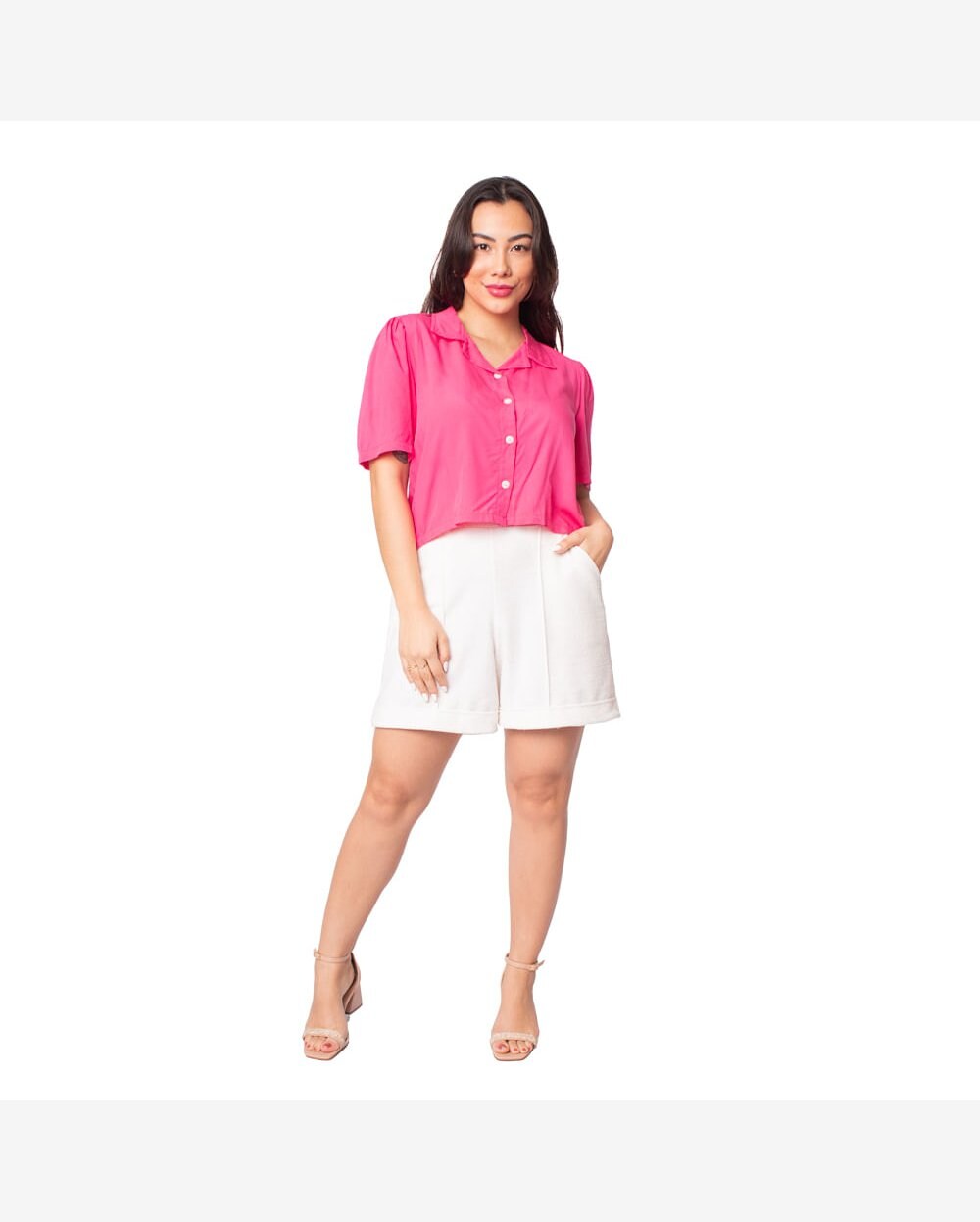 Riachuelo | Short Feminino Giraffe Moletinho Eco Off White