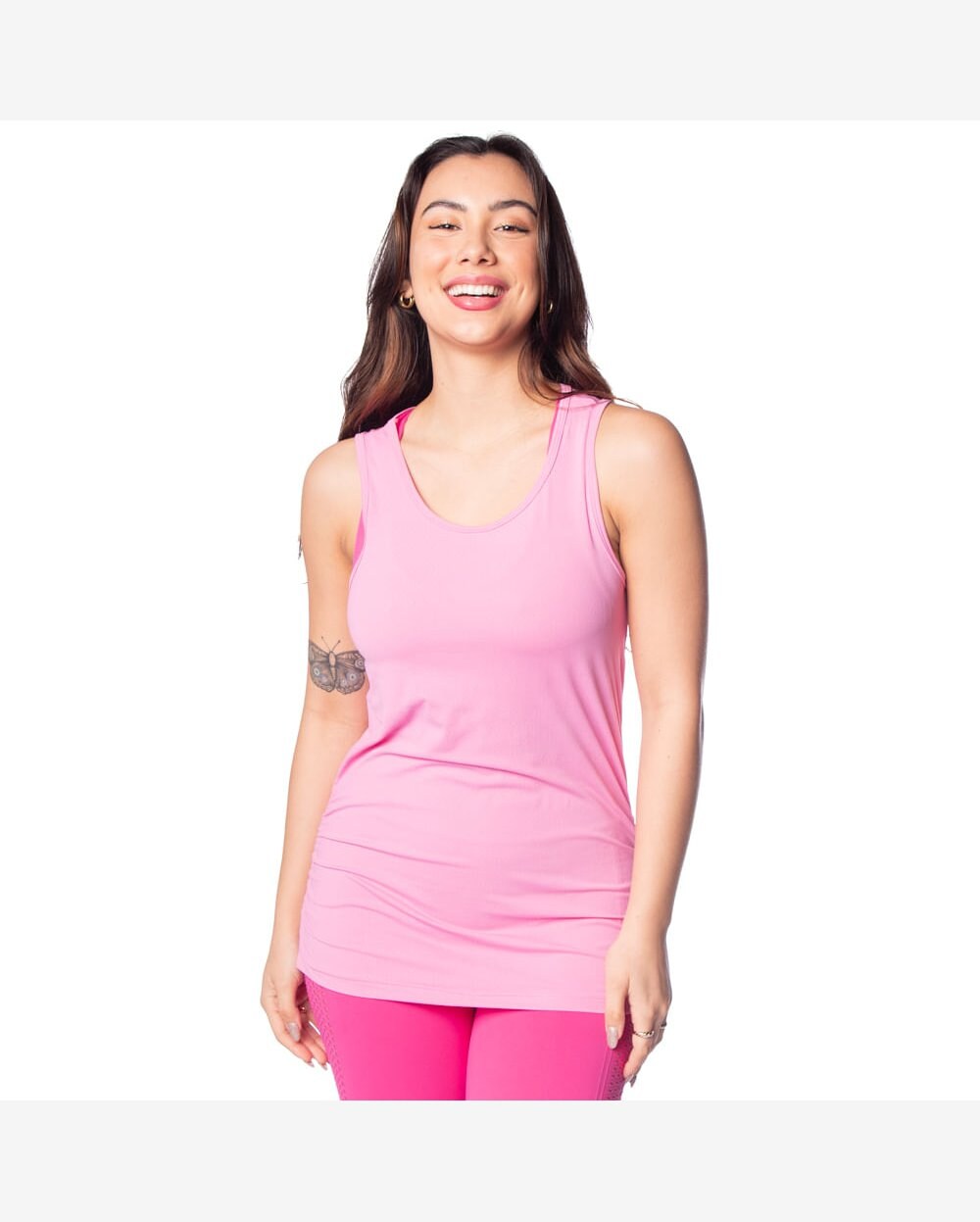 Riachuelo | Regata Feminina Estilo do Corpo com Detalhe Franzido Rosa
