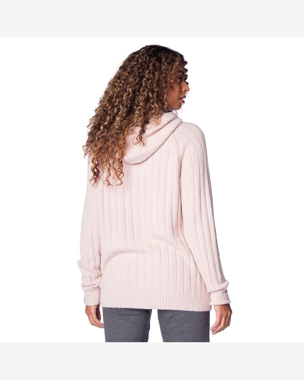 Riachuelo | Blusa Feminina Biamar Tricot Canelado com Capuz Rosa Claro