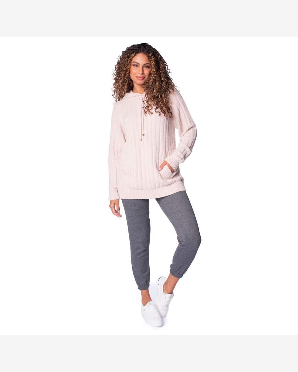 Riachuelo | Blusa Feminina Biamar Tricot Canelado com Capuz Rosa Claro