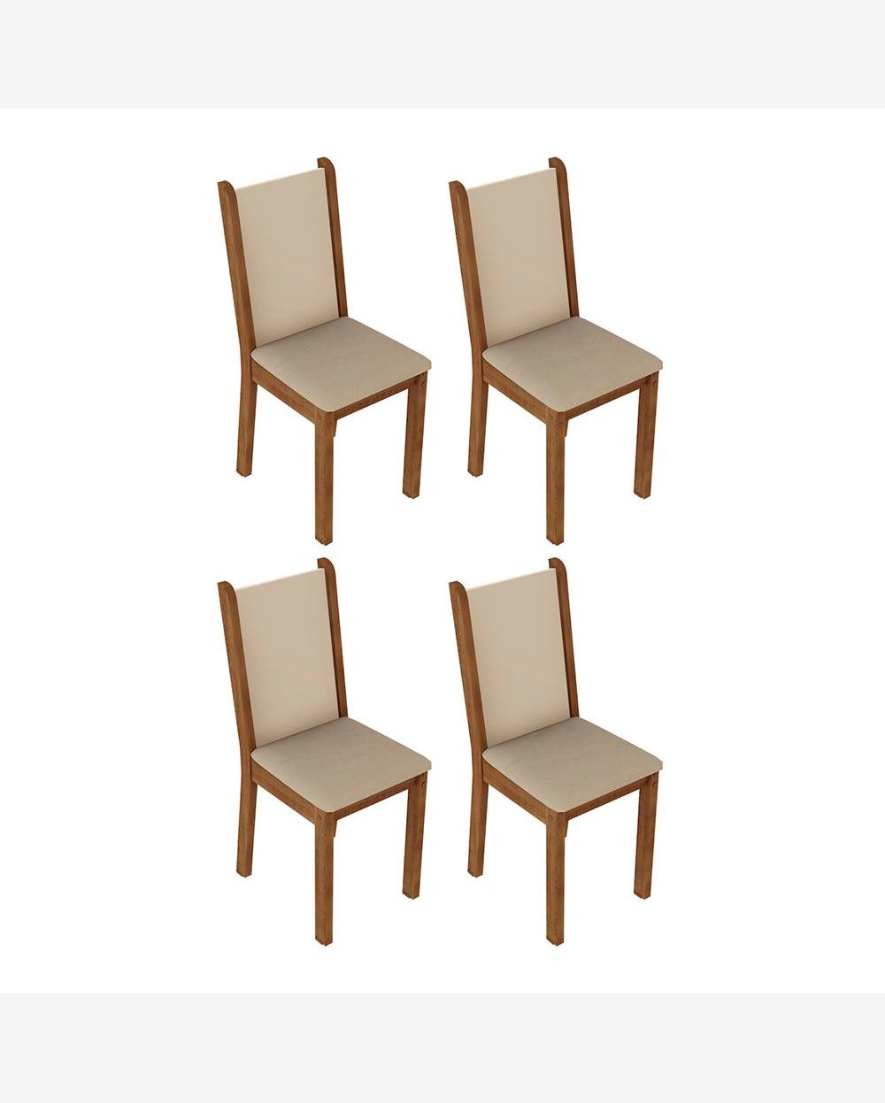 Riachuelo | Kit 4 Cadeiras de Jantar 4291 Madesa Rustic/Crema/Sintético Bege