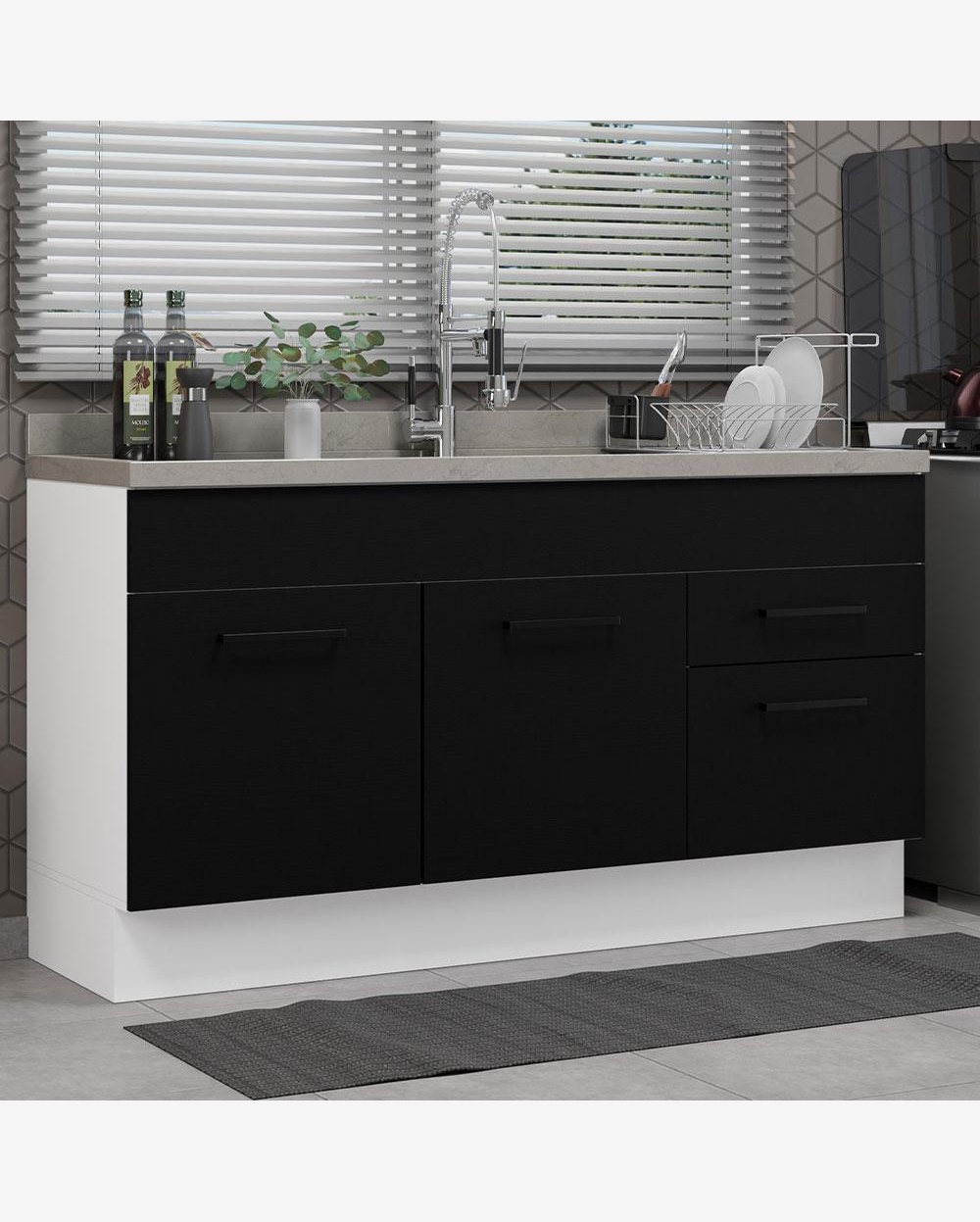Riachuelo | Balcão Gabinete de Pia Madesa Agata 150 cm 2 Portas e 2 ...
