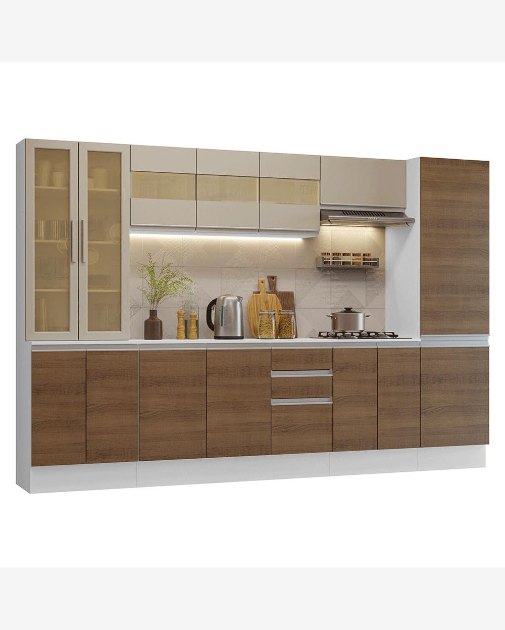 Riachuelo | Armário de Cozinha Completa 100% MDF 290 cm Branco/Rustic ...
