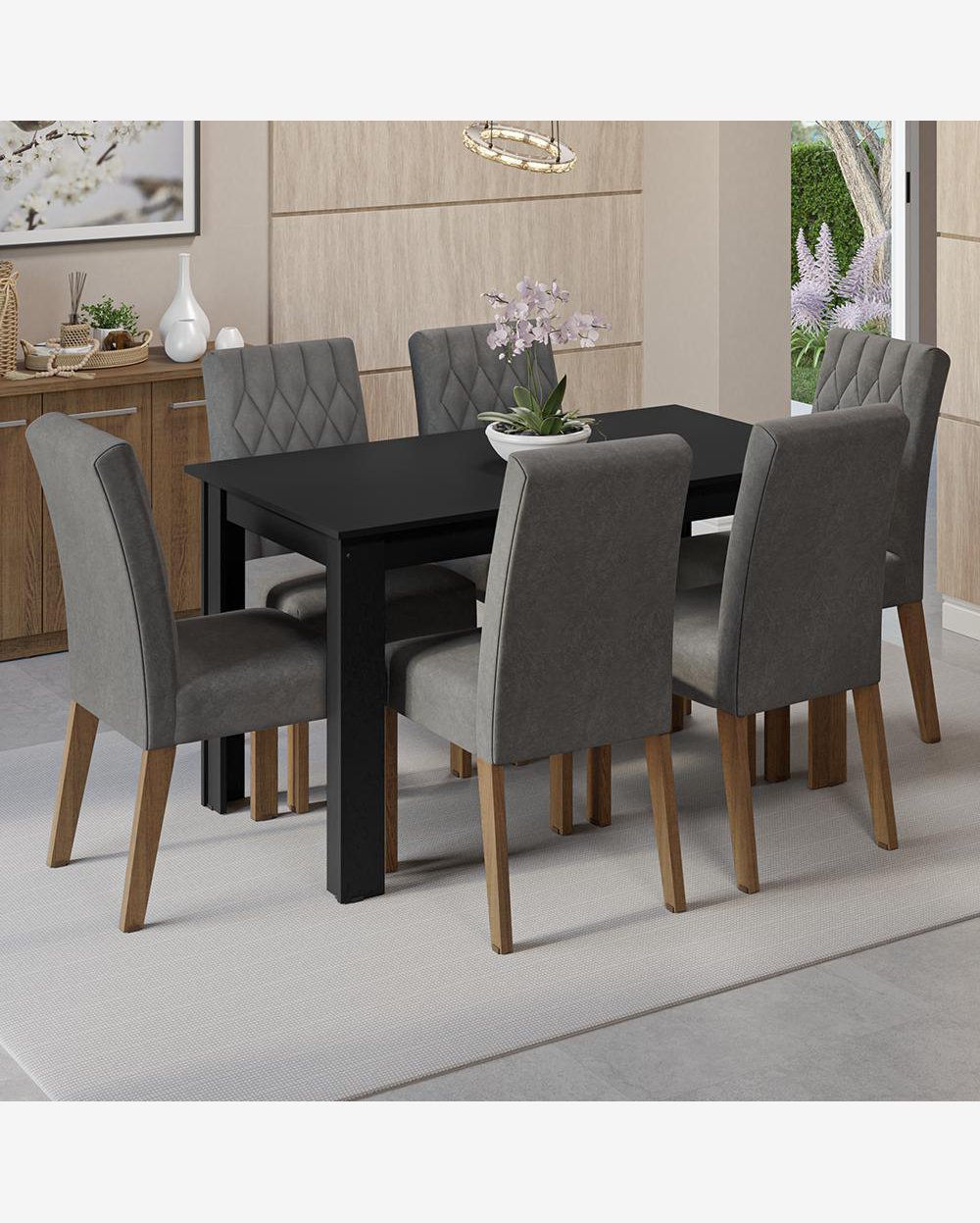 Riachuelo | Conjunto Sala de Jantar Mesa Tampo de Madeira 6 Cadeiras ...