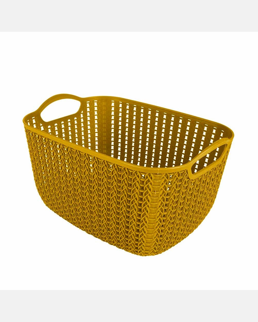 Riachuelo | Cesto Trançado Retangular Alto Médio Mostarda