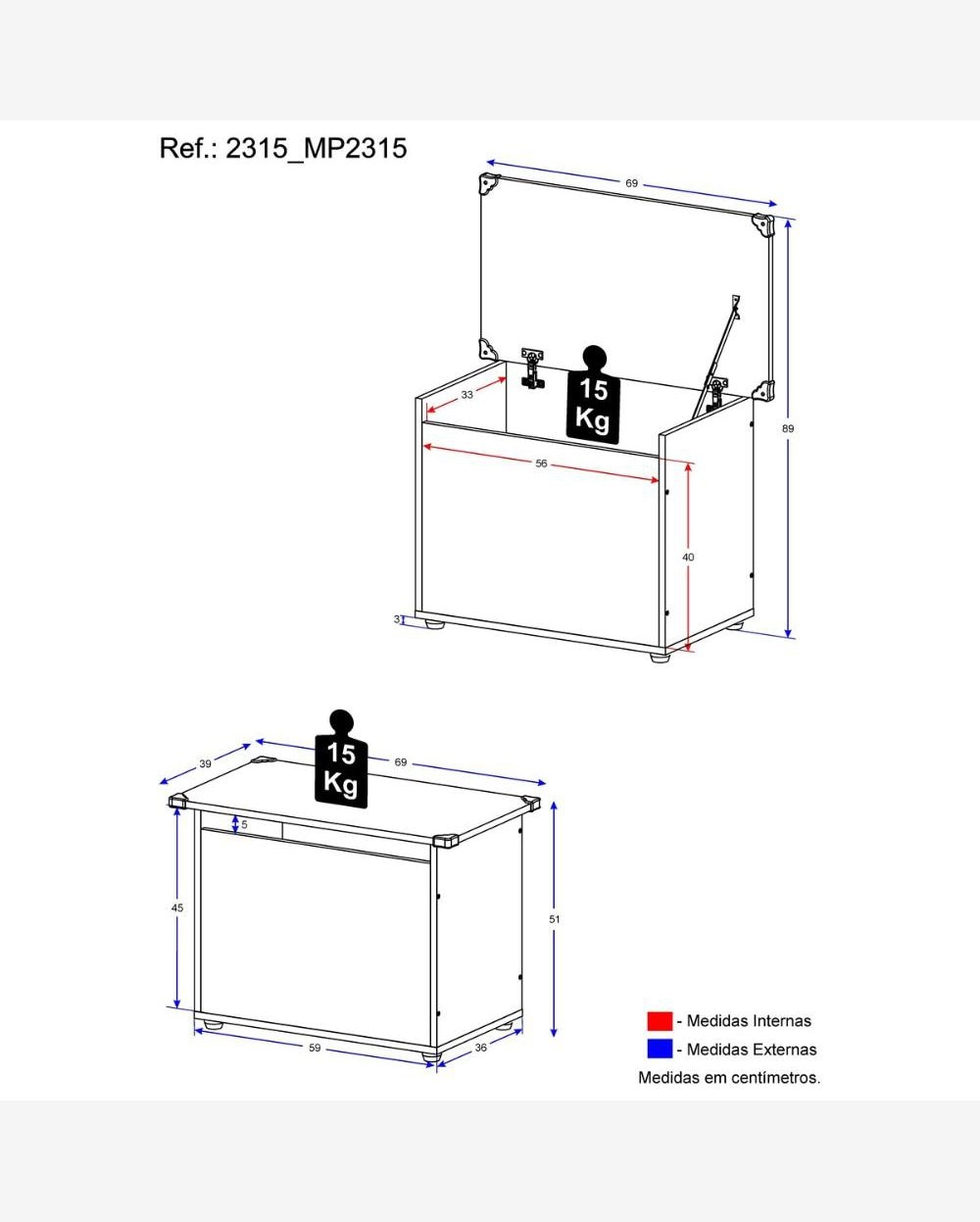 Riachuelo | Baú Multimóveis Articulador com Travas Branca REF.2315