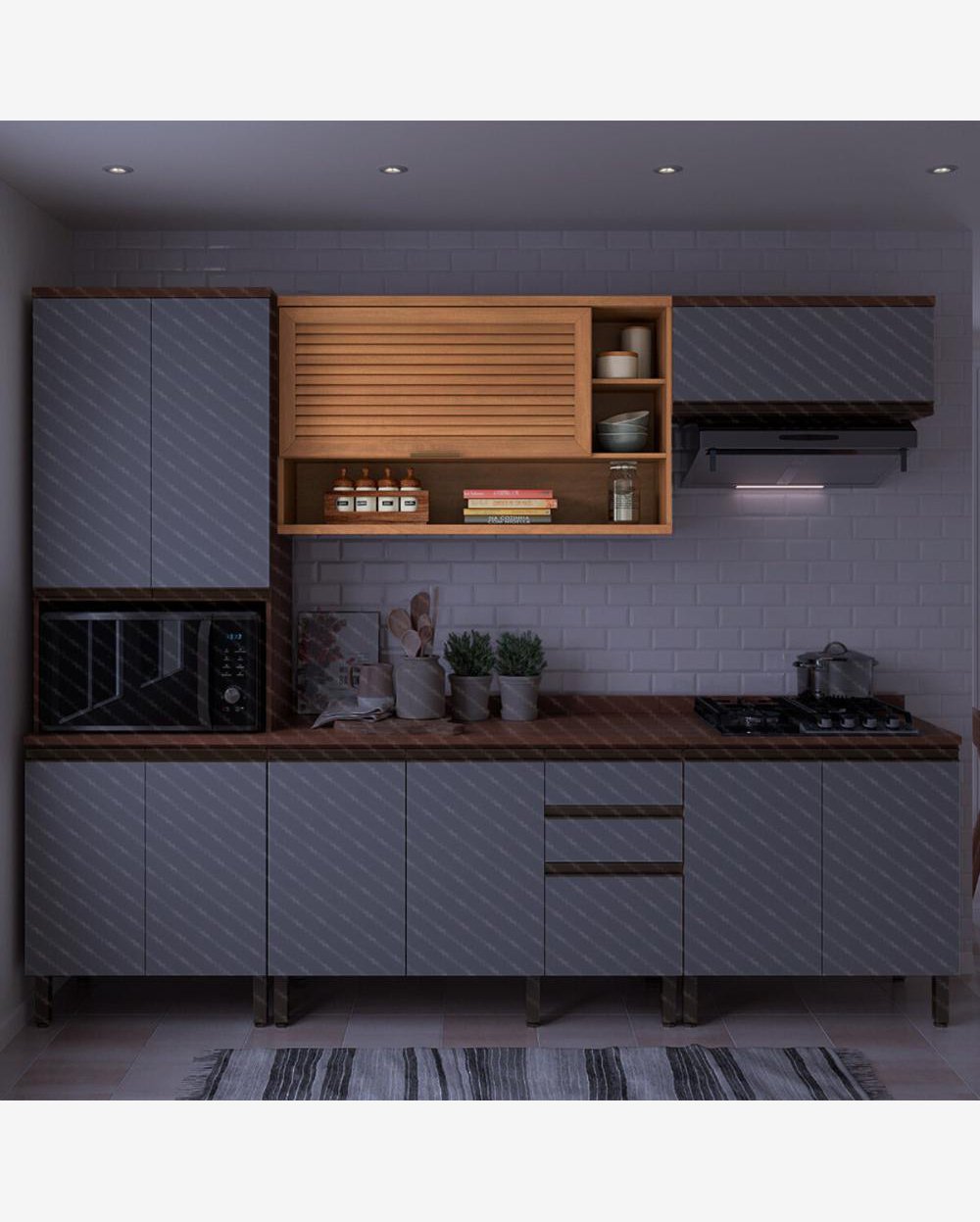 Riachuelo | Armário de Cozinha Aéreo com 1 Porta Basculante e Nichos 120cm Multimóveis CR20395