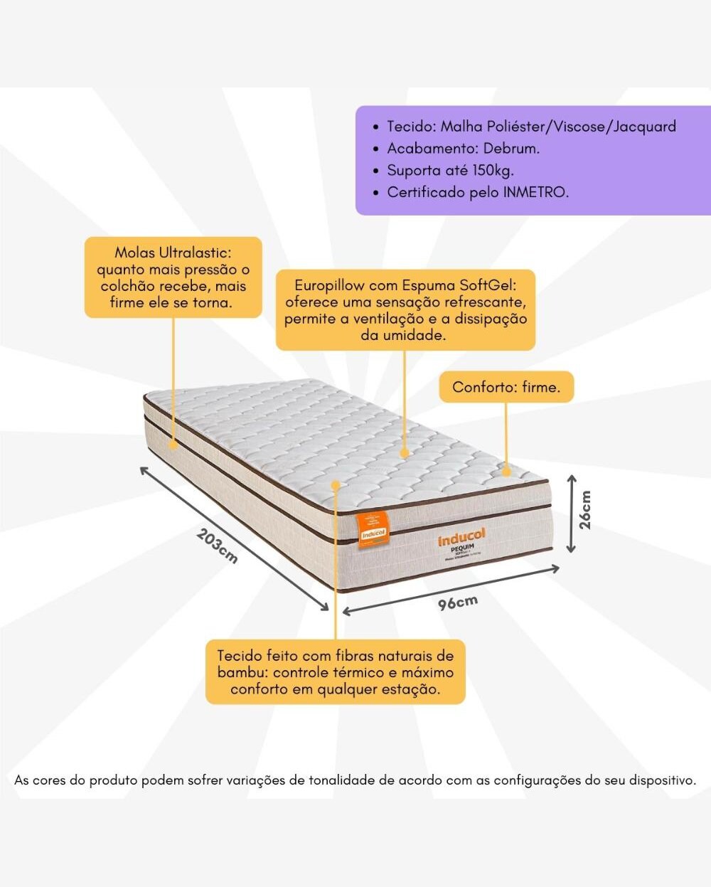 Riachuelo | Colchão Solteirão Pequim 96x203cm Molas Ultralastic Softgel ...